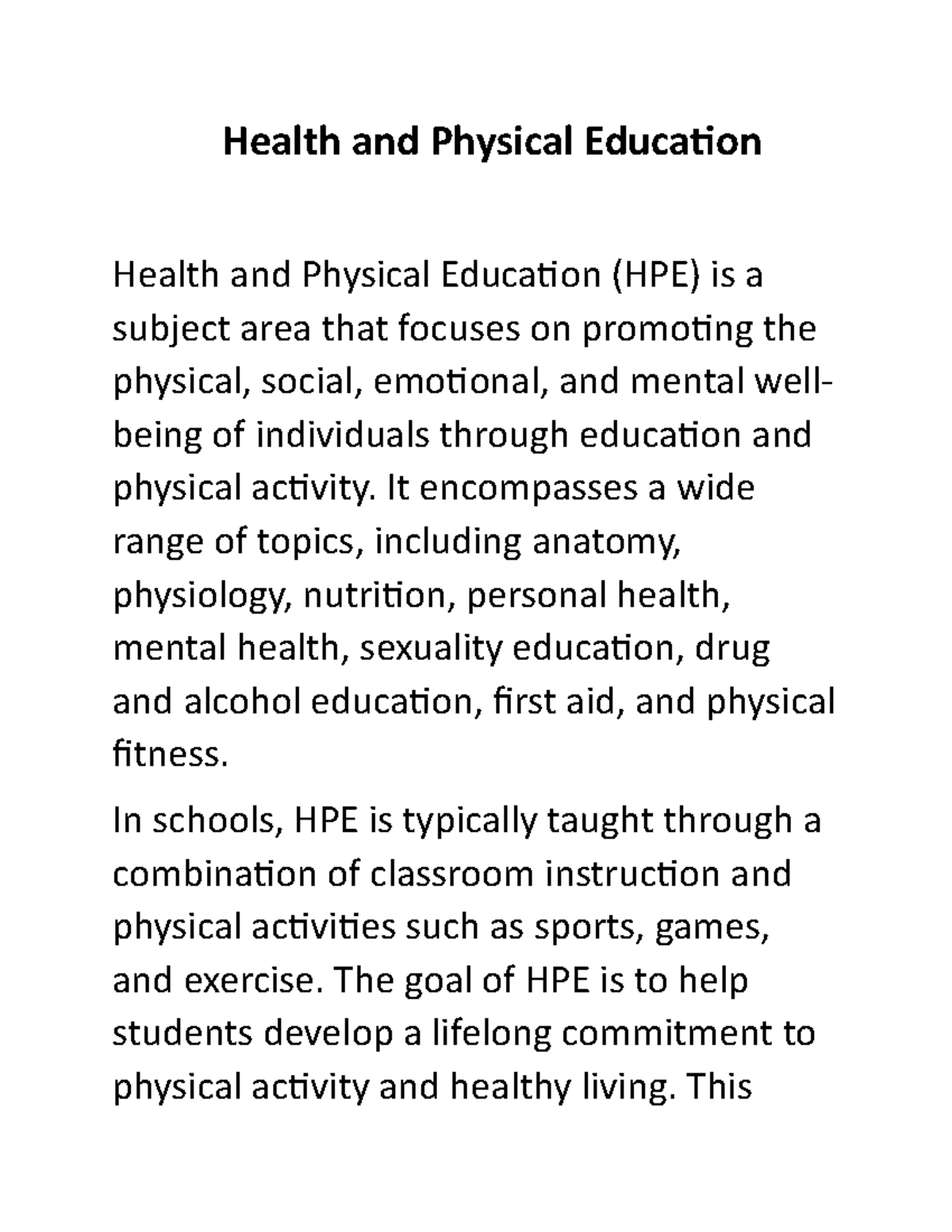 Document (1) - health and physical education notes - Health and ...