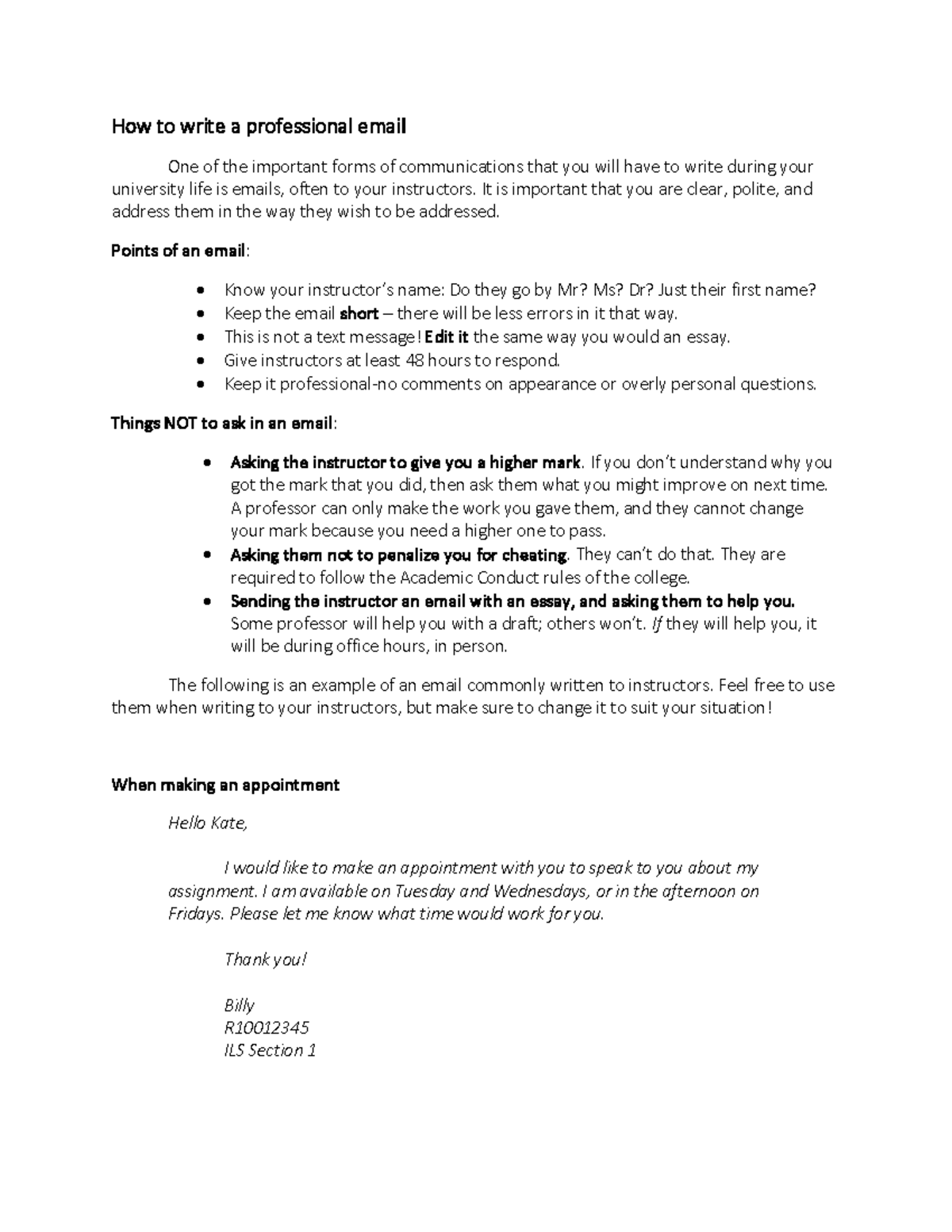 How to write a professional email Spring 2021 - Ceng 505 - Toronto Met ...