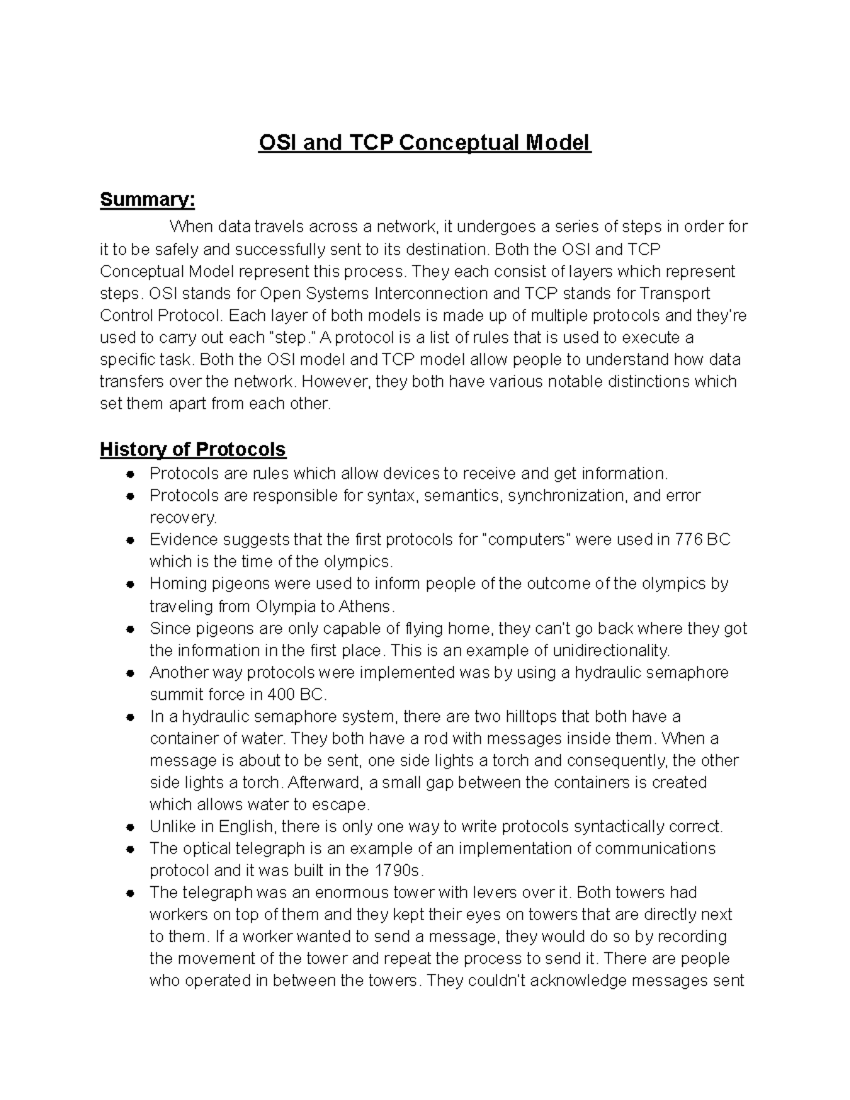 OSI and TCP Conceptual Model (C2) Notes - OSI and TCP Conceptual Model ...