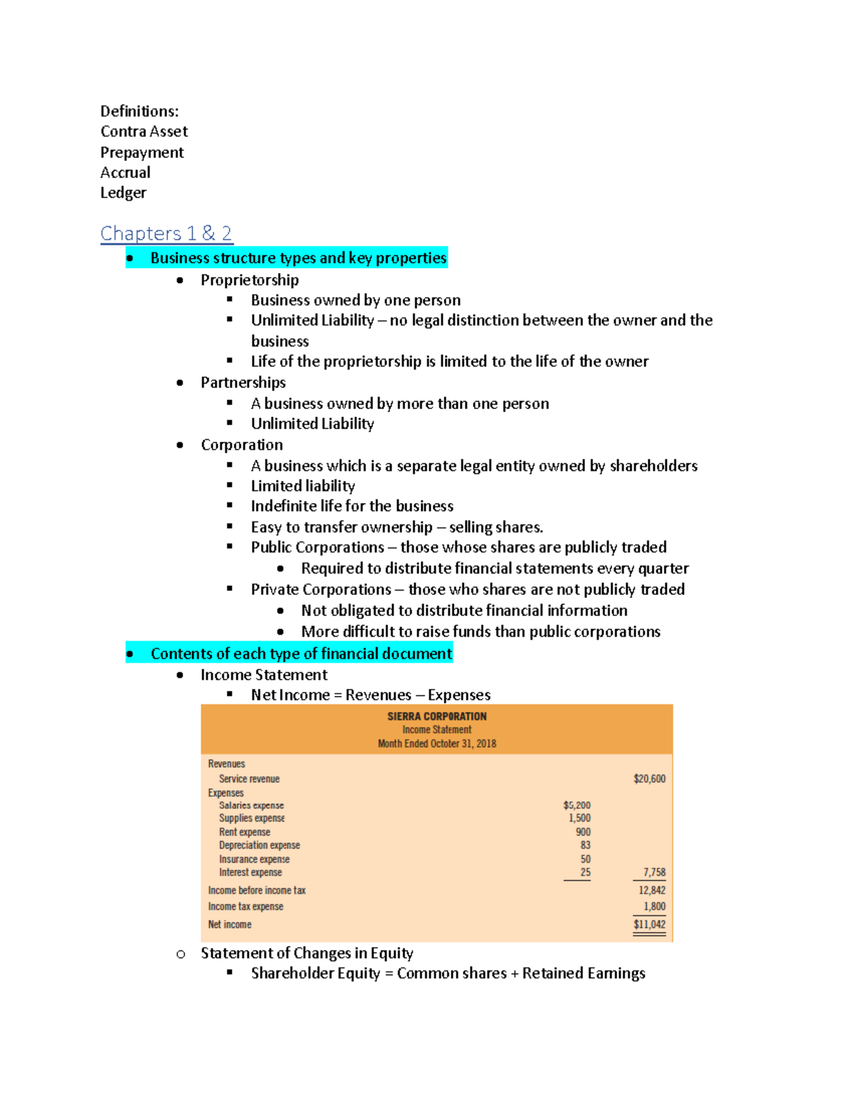 Topic Review Midterm - Definitions: Contra Asset Prepayment Accrual ...