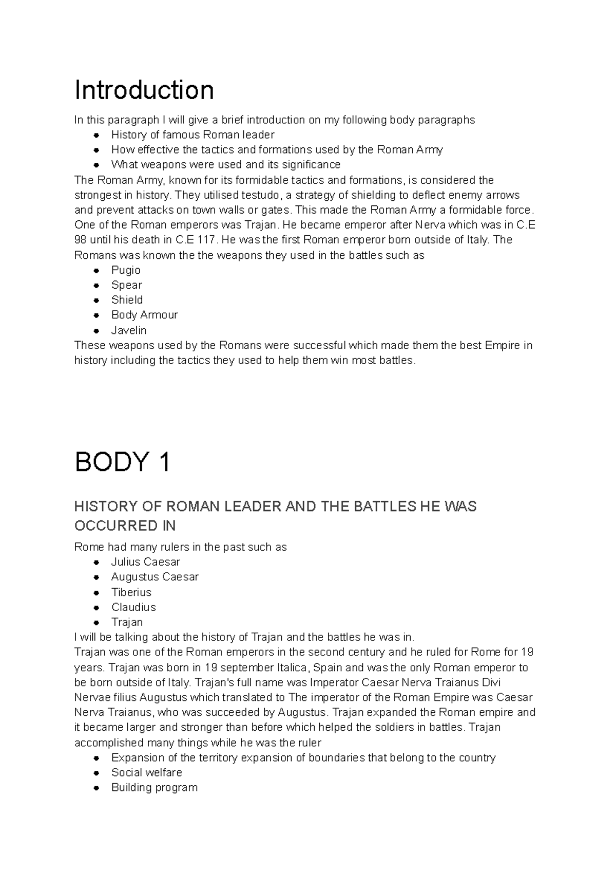 Ancient Essay Rome - My work - Introduction In this paragraph I will ...