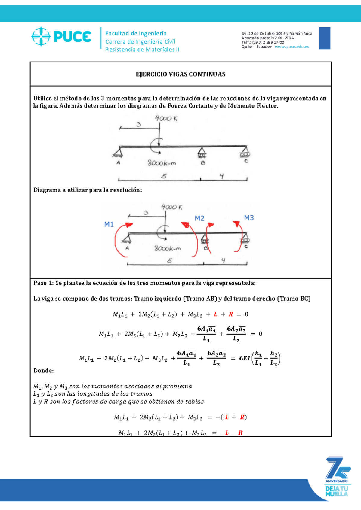 Ejercicio-1 Vigas-Continuas RMII P3 2022-02 - Facultad de Ingeniería ...