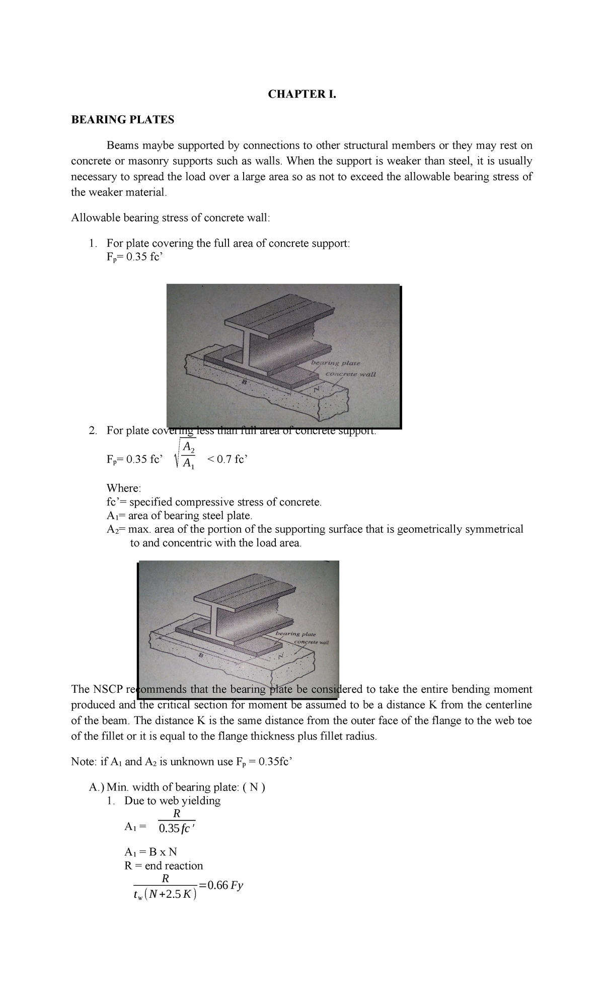 Techno and Re4 reviewer - CHAPTER I. BEARING PLATES Beams maybe ...