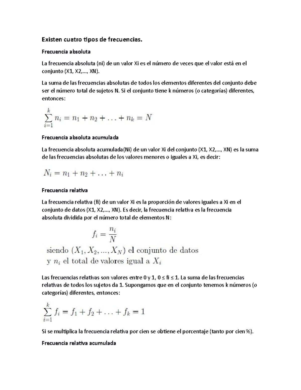 Tipos de frecuencia - Lecture notes 1 y 2 - Existen cuatro tipos de ...