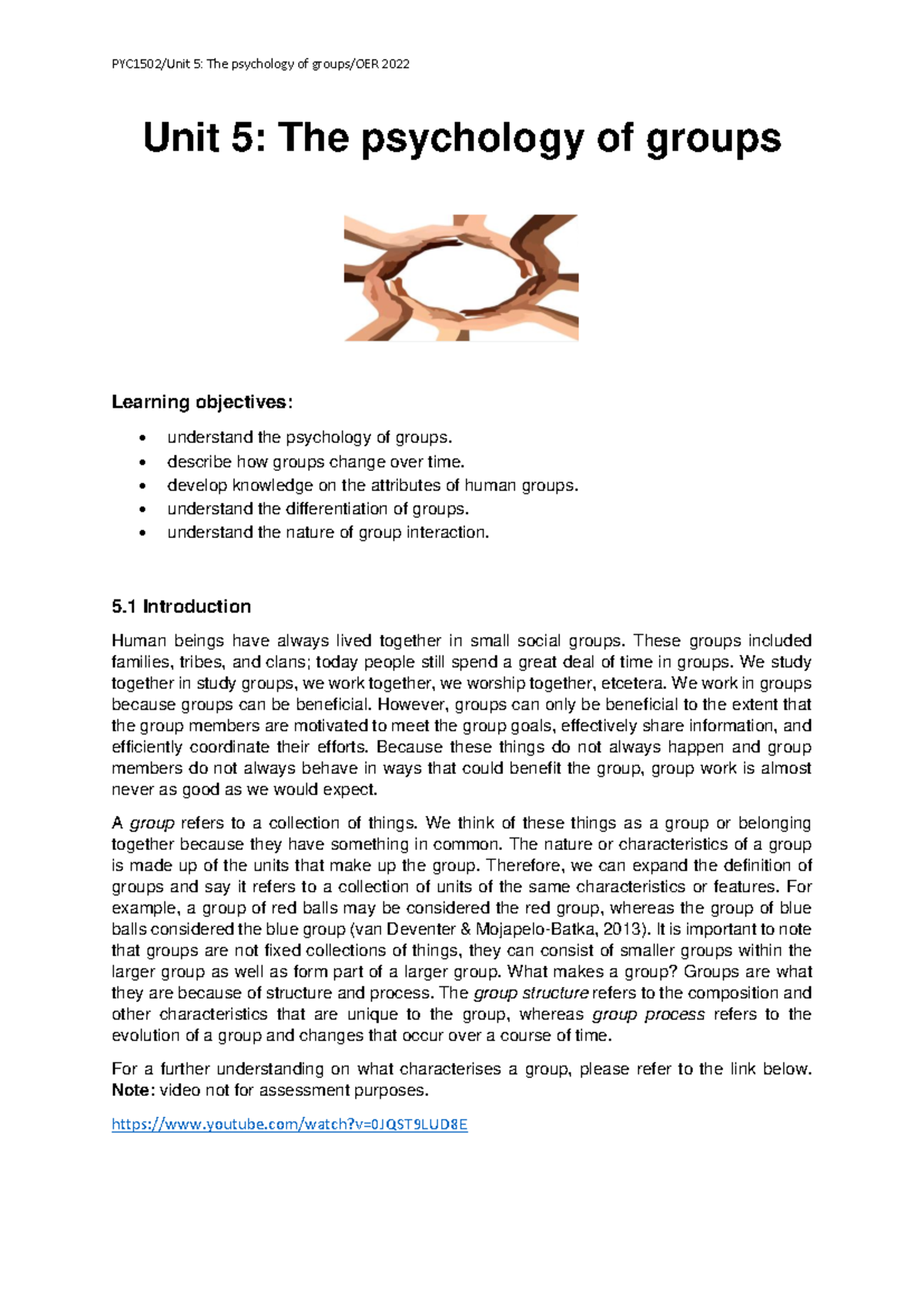 Unit 5 Groups - BTE - Unit 5: The psychology of groups Learning ...