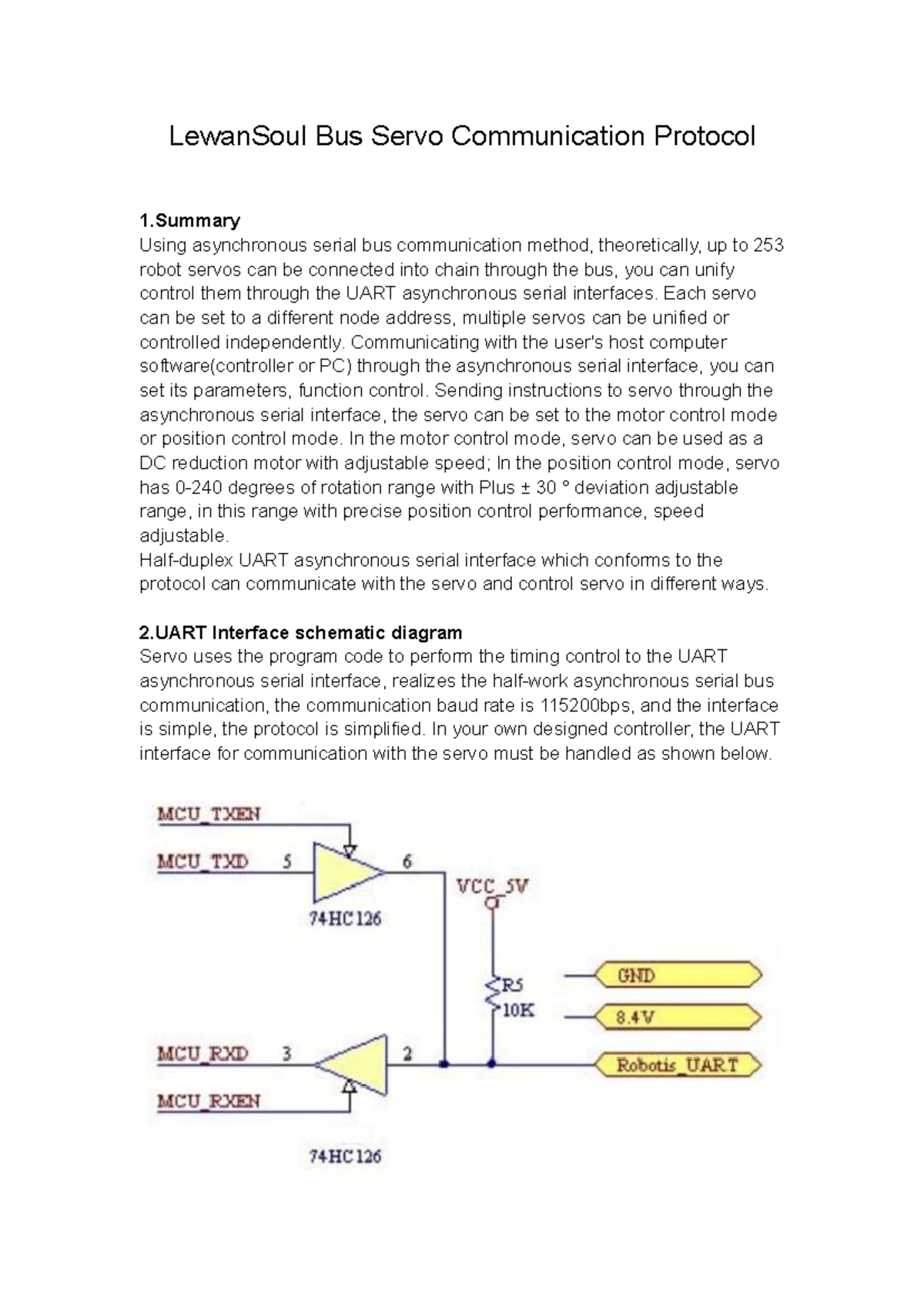 Lx16a - LewanSoul Bus Servo Communication Protocol 1 Using asynchronous serial bus communication ...