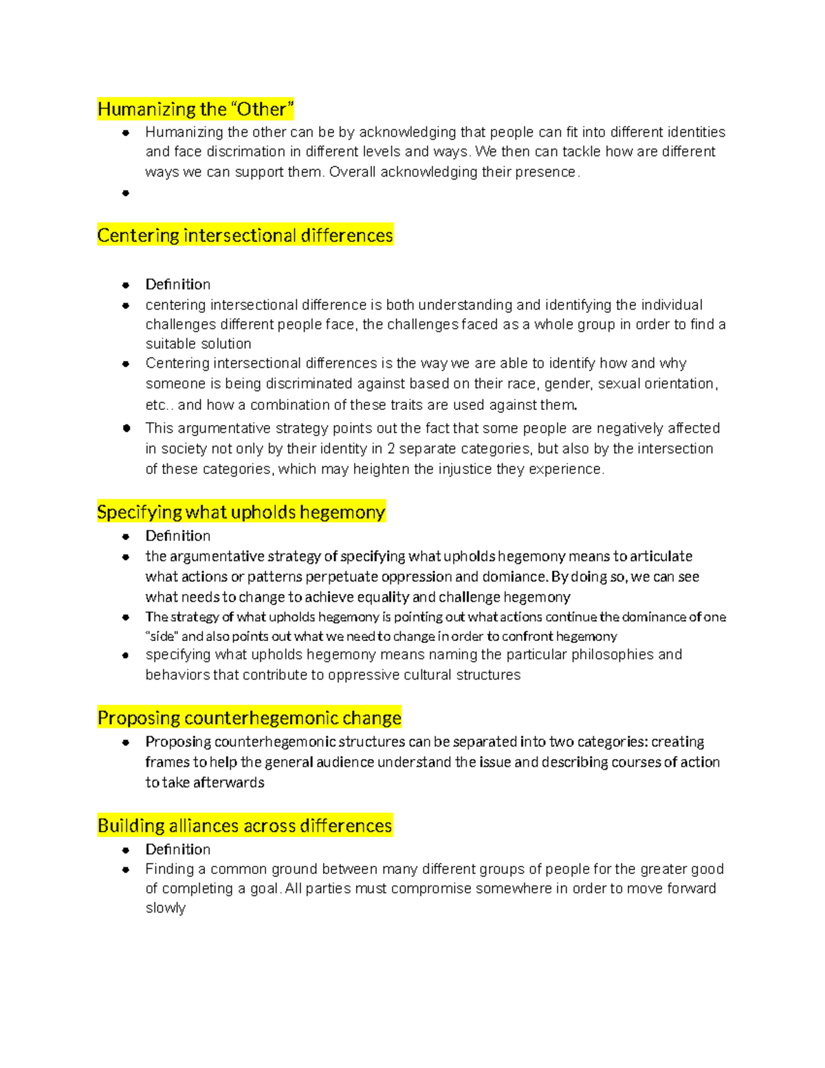Argumentative Strategies Definition Bank - Humanizing the “Other ...
