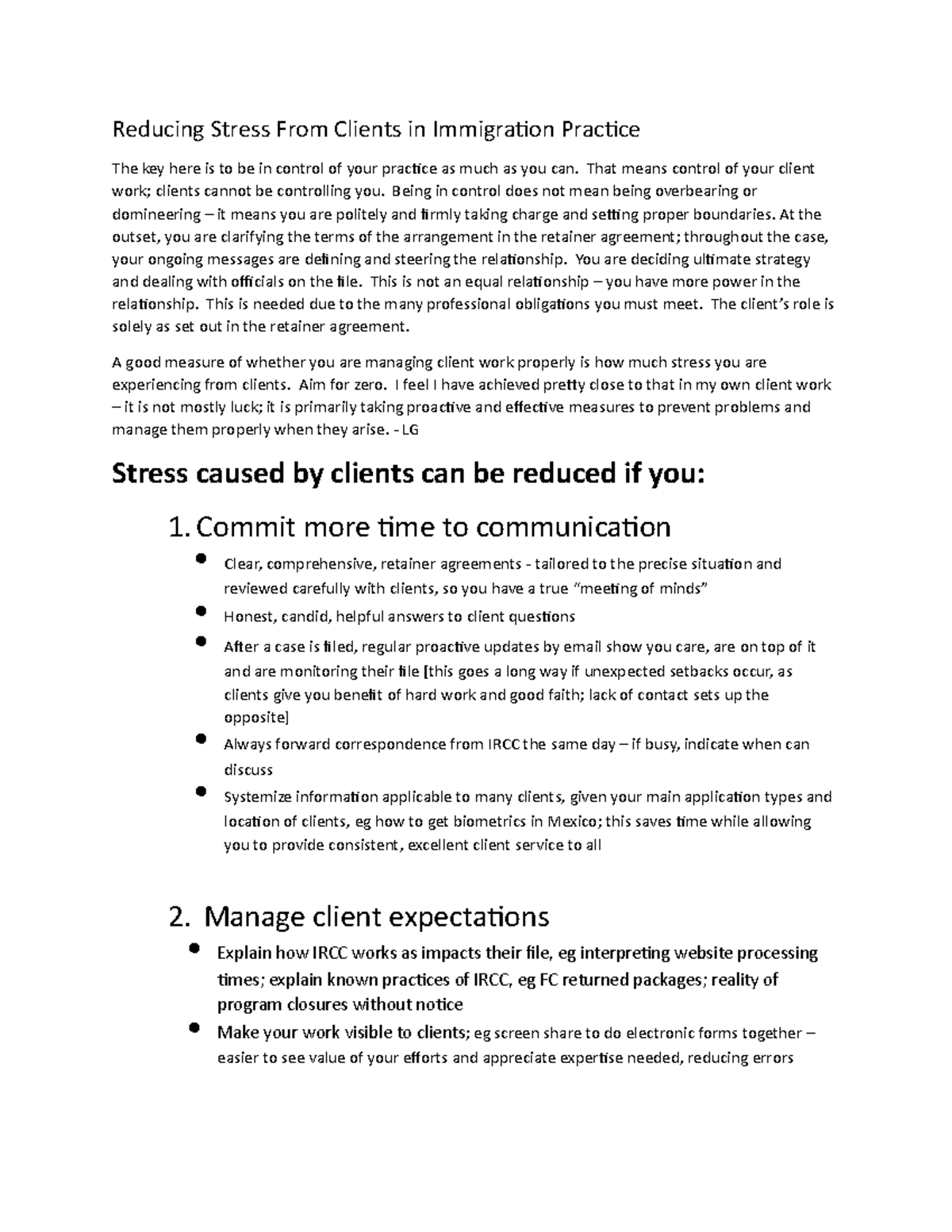 Reducing Stress from Clients in Immigration Practice - That means ...