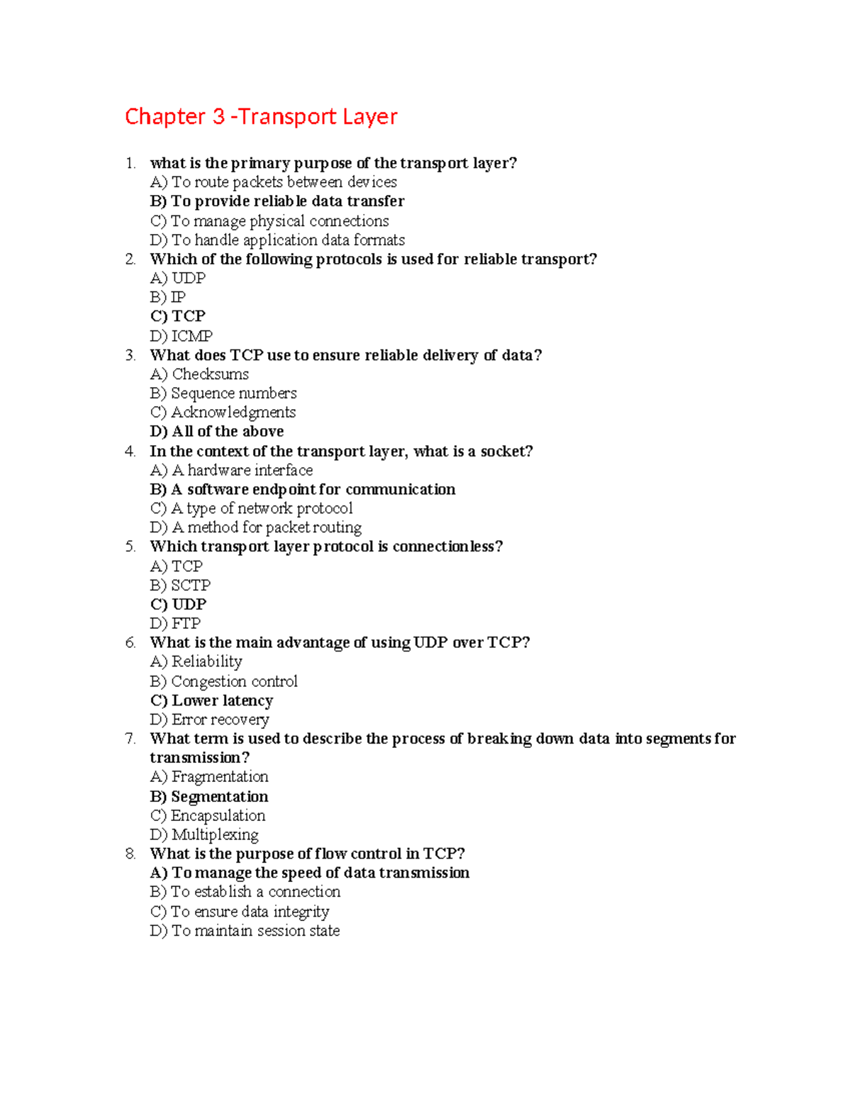 Ch 3 - Transport Layer - ..... - Chapter 3 -Transport Layer what is the primary purpose of the ...