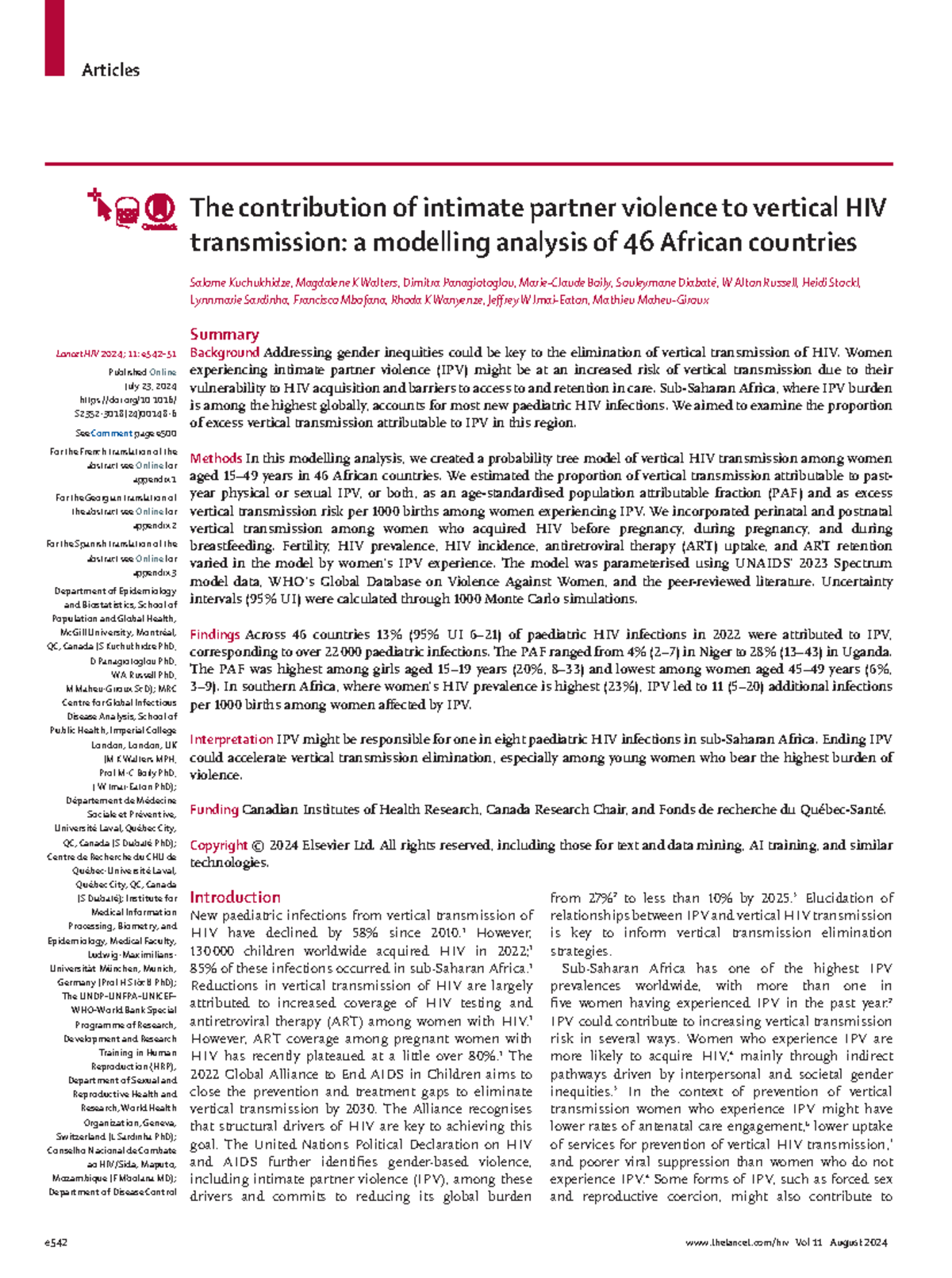 PIIS2352301824001486 - e542 thelancet/hiv Vol 11 August 2024 Lancet HIV ...