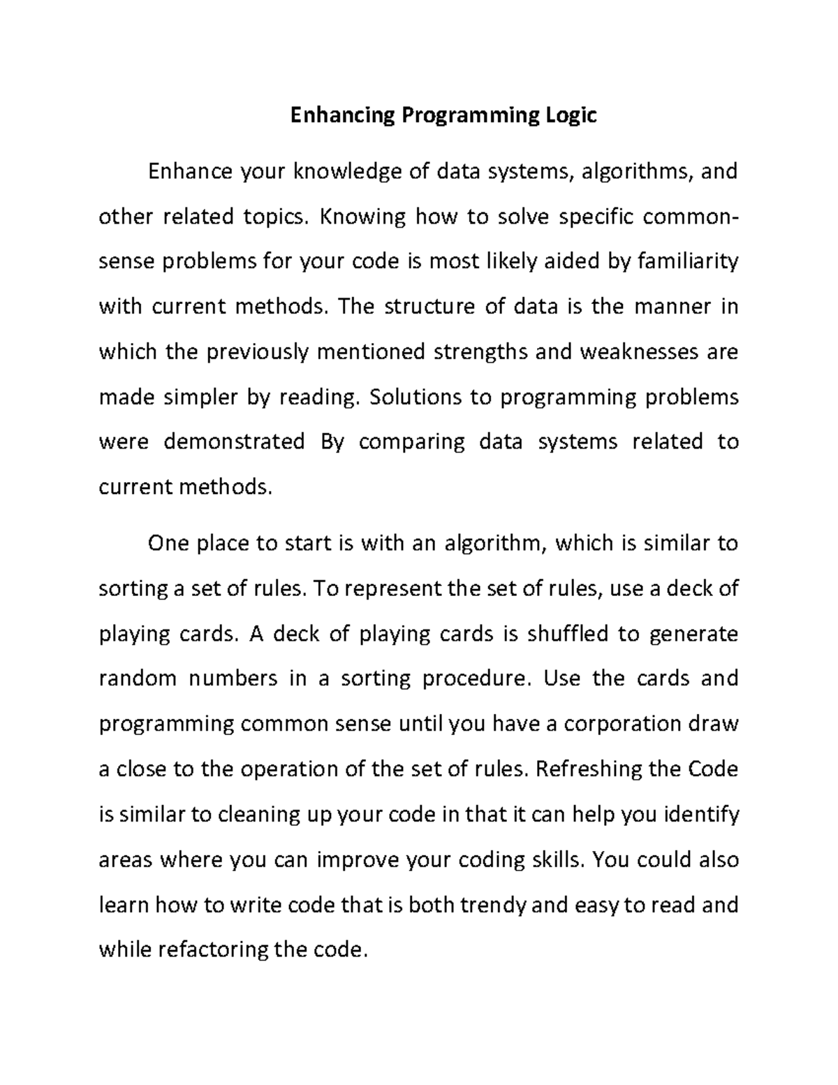Enhancing Programming Logic - Enhancing Programming Logic Enhance your ...