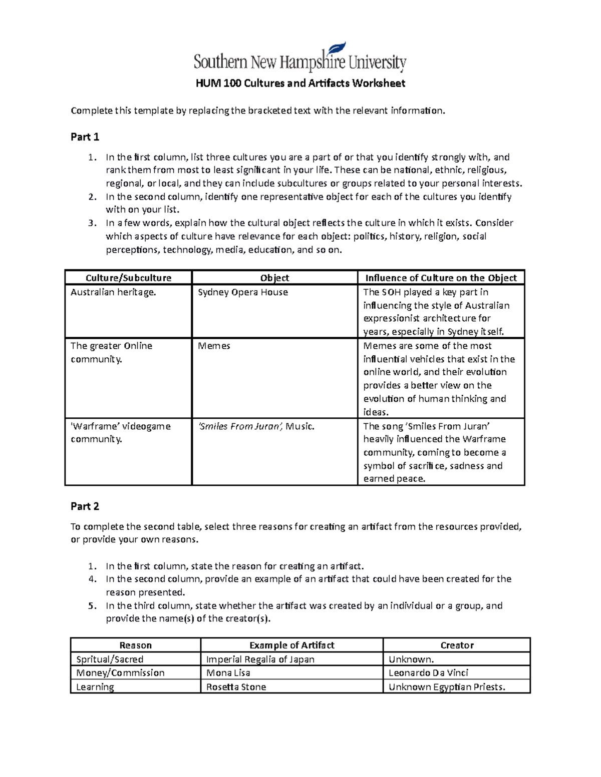 HUM 100 Cultures and Artifacts Complete - HUM 100 Cultures and ...