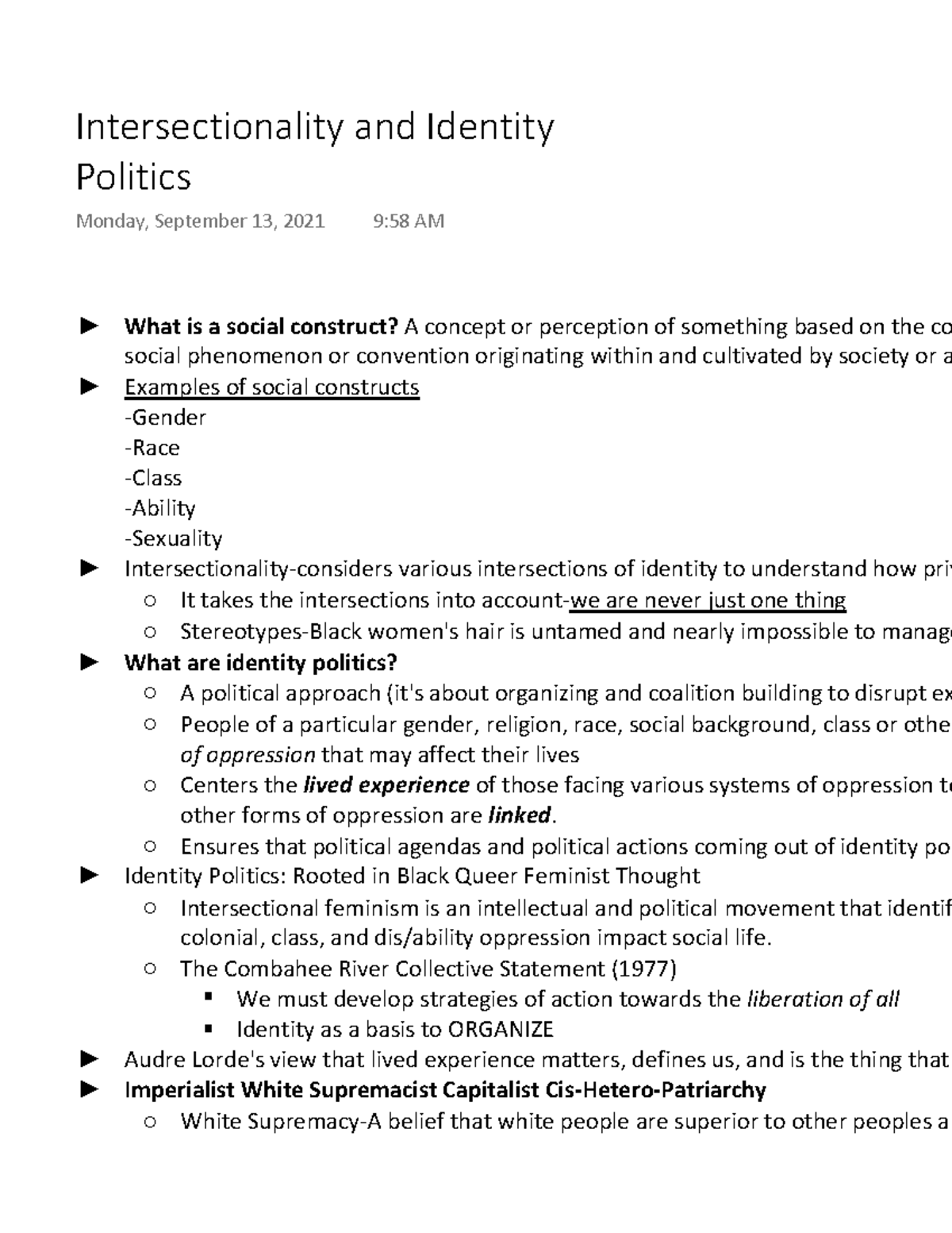 Intersectionality and Identity Politics - What is a social construct? A ...