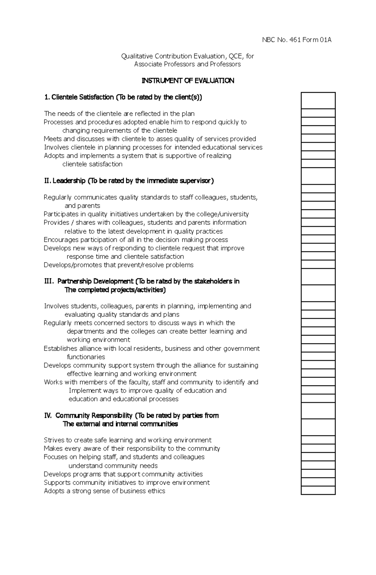 QCE Associate Professors and Professors - NBC No. 461 Form 01A ...