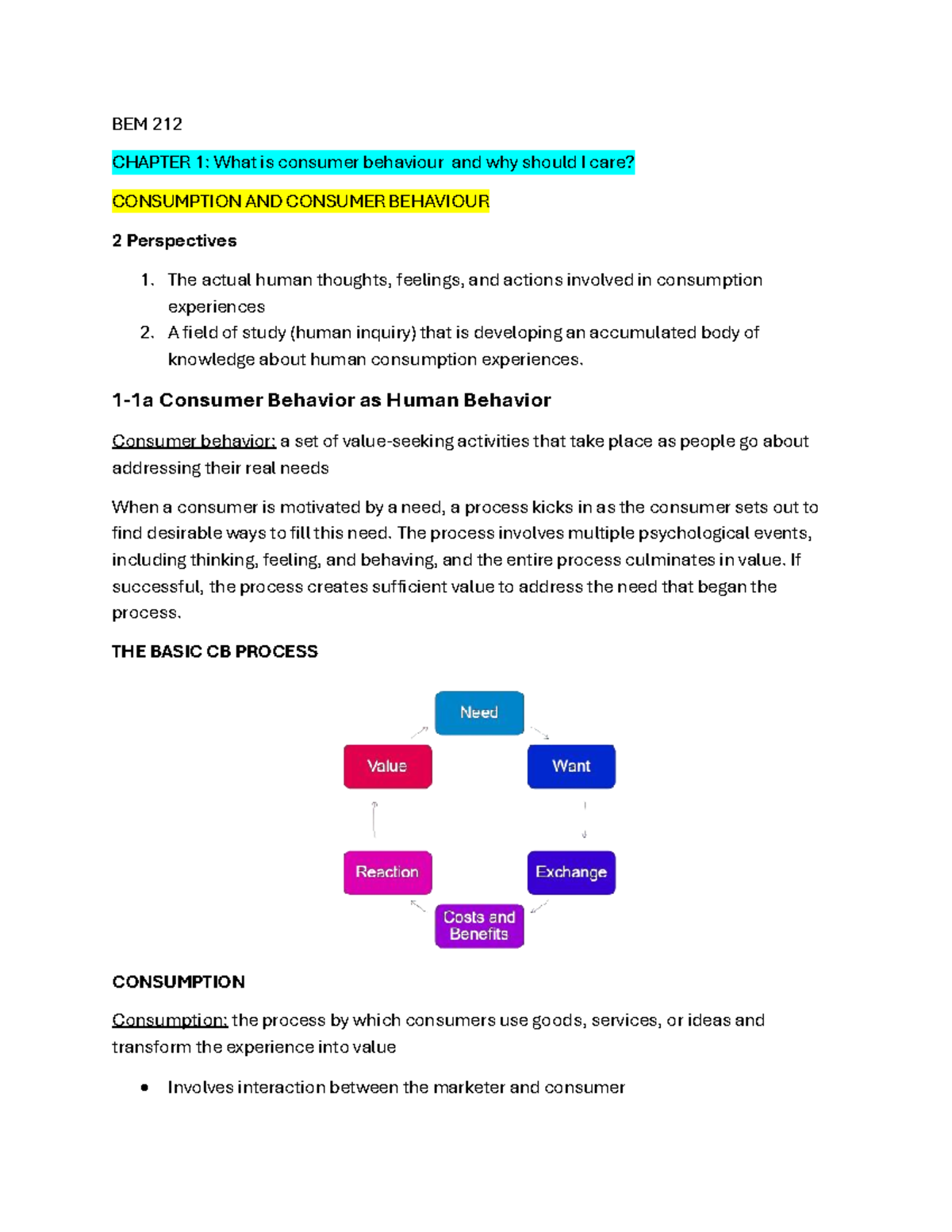 *BEM 212 Chapter 1 - Summary Consumer behavior - BEM 212 CHAPTER 1: What is consumer behaviour ...