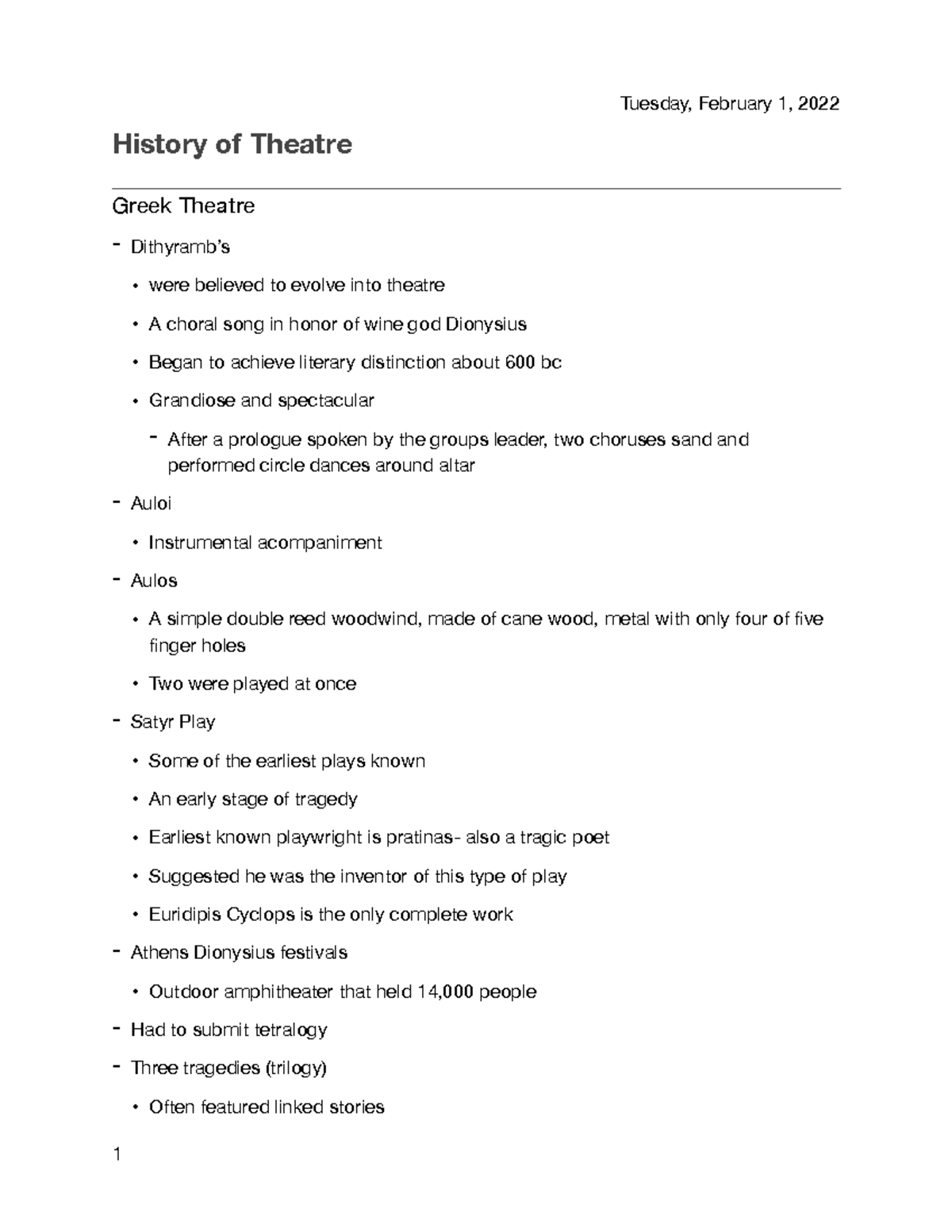 Ch. 2 - Professor Fuqua - History of Theatre Greek Theatre - Dithyramb ...