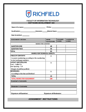 Software Development 500 - - Studocu