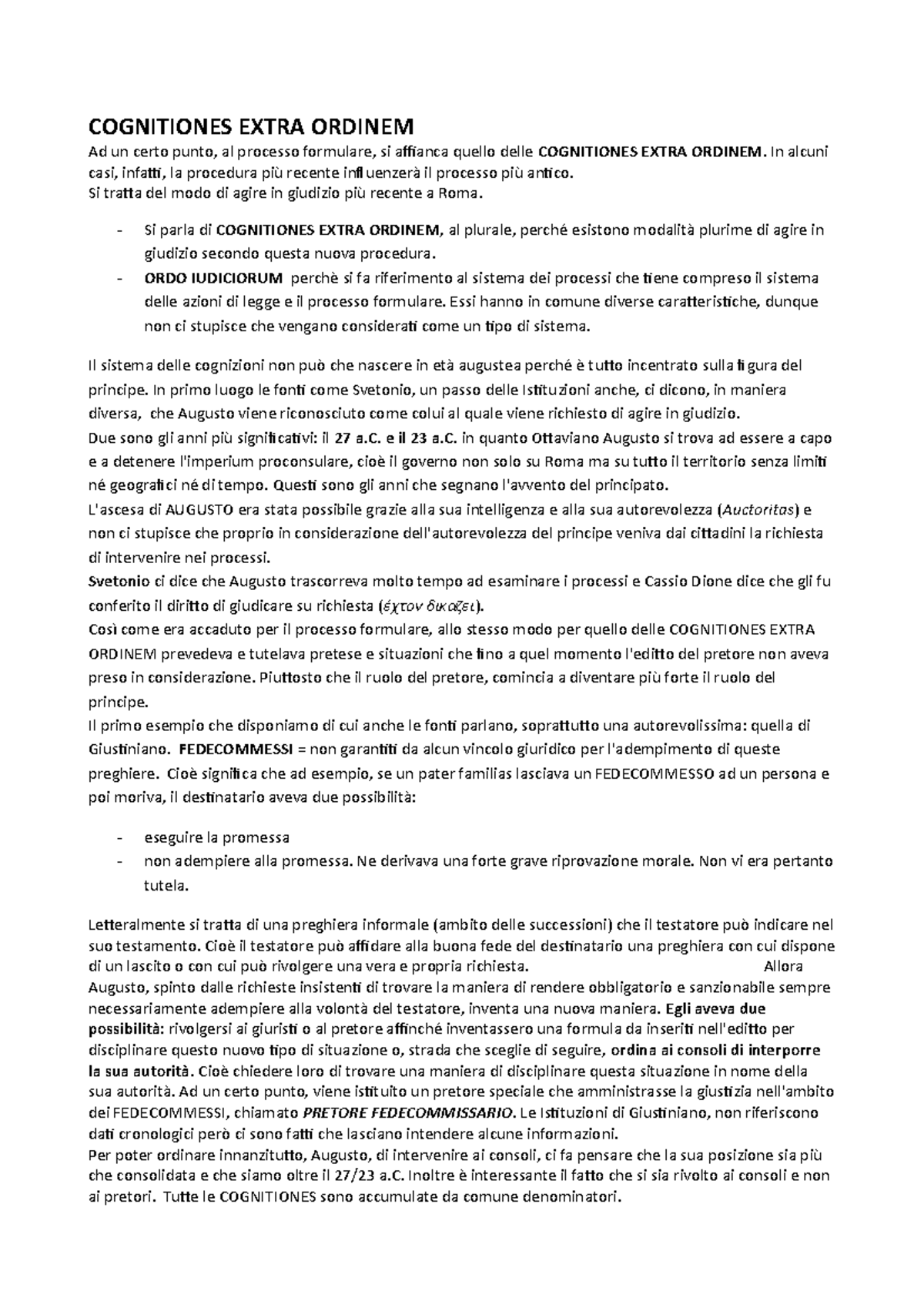 Cognitiones Extra Ordinem - COGNITIONES EXTRA ORDINEM Ad un certo punto ...