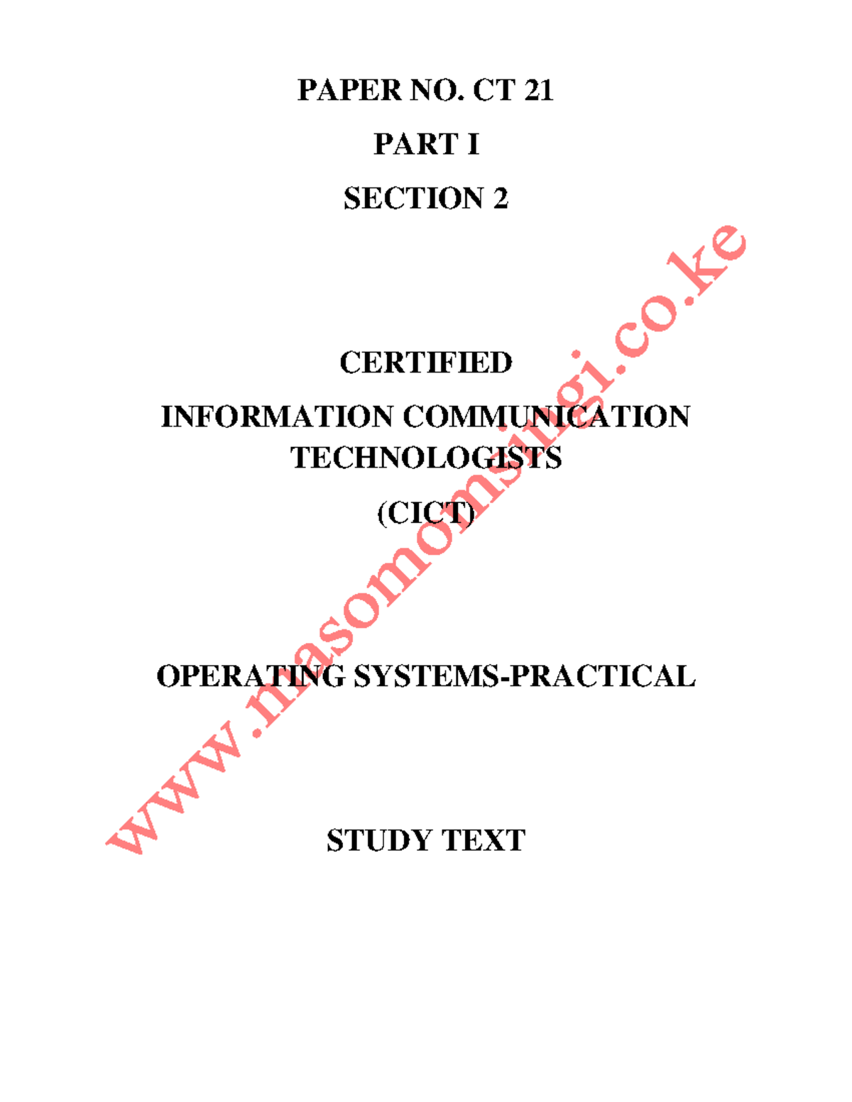 OS- Practical- Sample - PAPER NO. CT 21 PART I SECTION 2 CERTIFIED ...