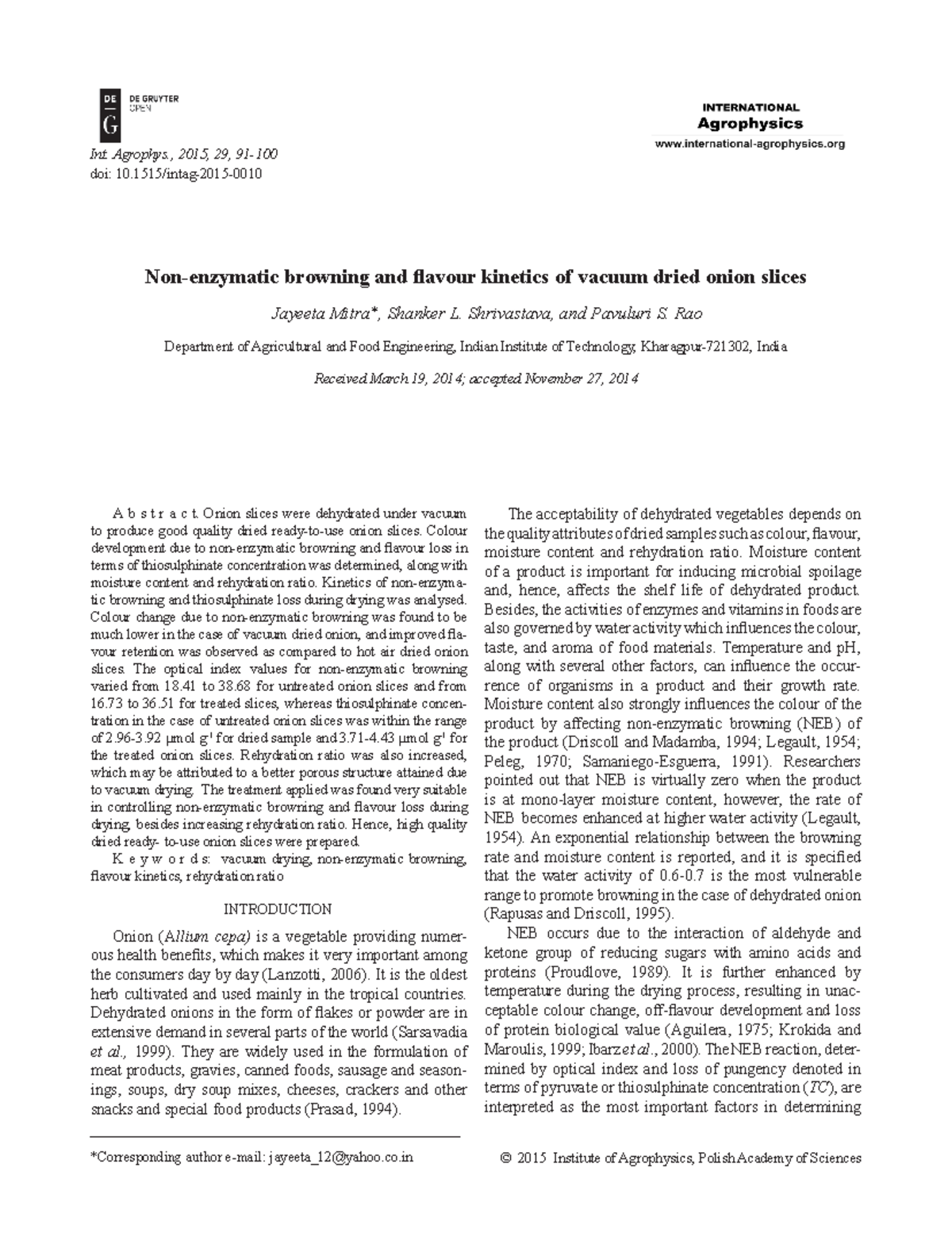 Non enzymatic browning and flavour - Non-enzymatic browning and flavour ...