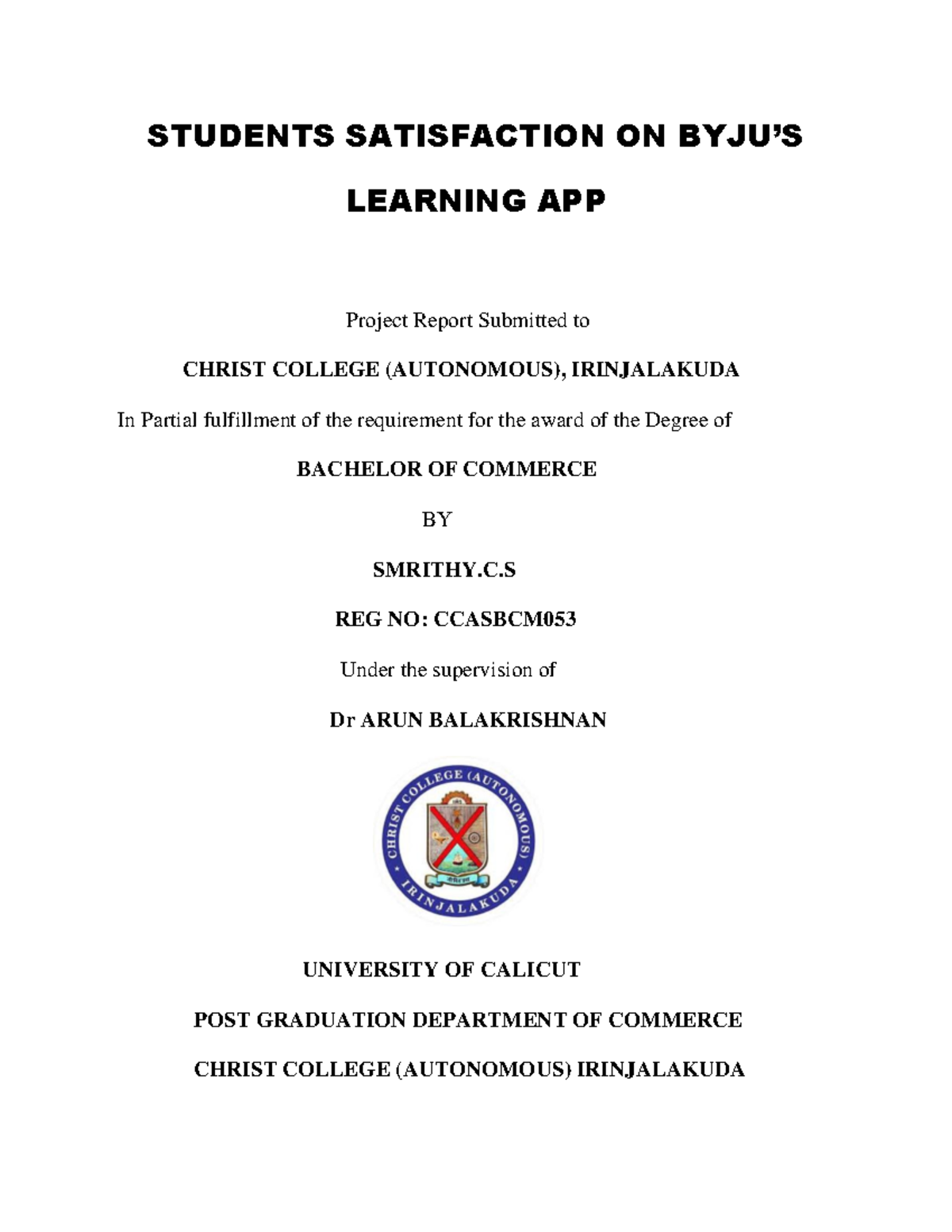 Review of literature - research on byjus - STUDENTS SATISFACTION ON ...