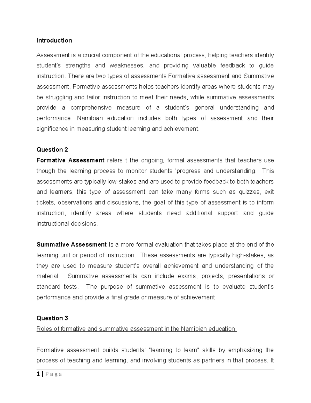 Evaluation and assessement assigment - Introduction Assessment is a ...