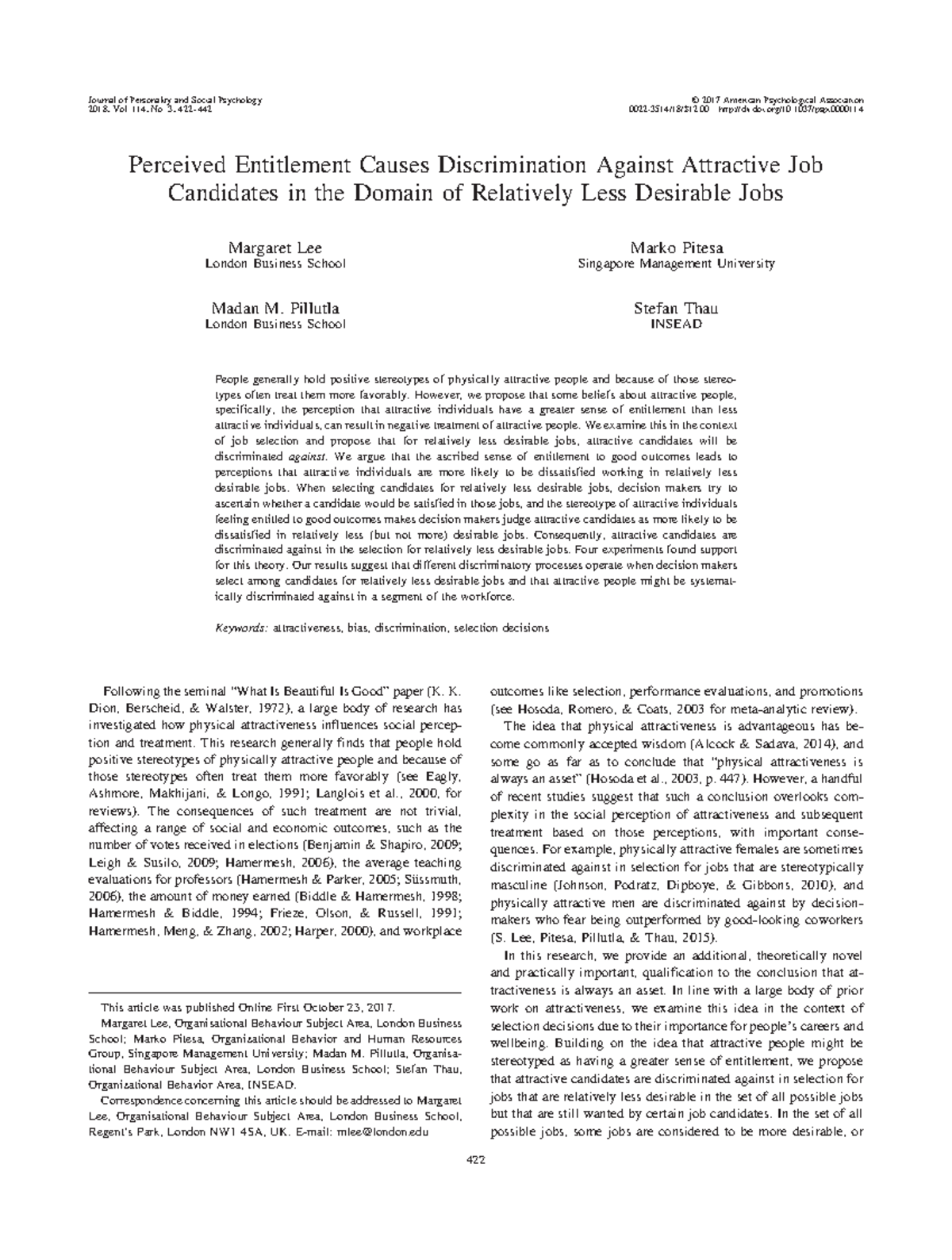 Sample 6 - article for general knowledge - Perceived Entitlement Causes ...