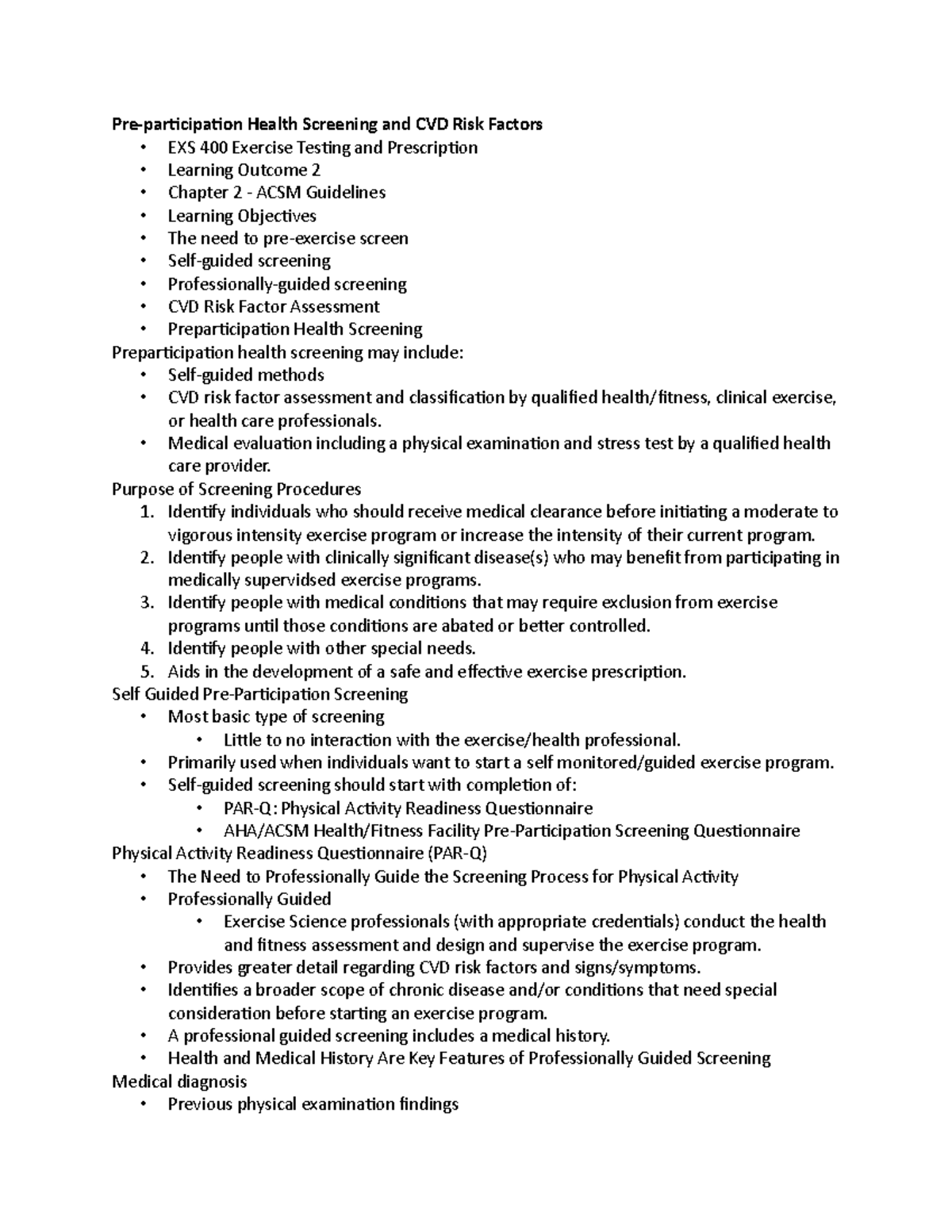 Lecture 2 - Pre-participation Health Screening and CVD Risk Factors ...