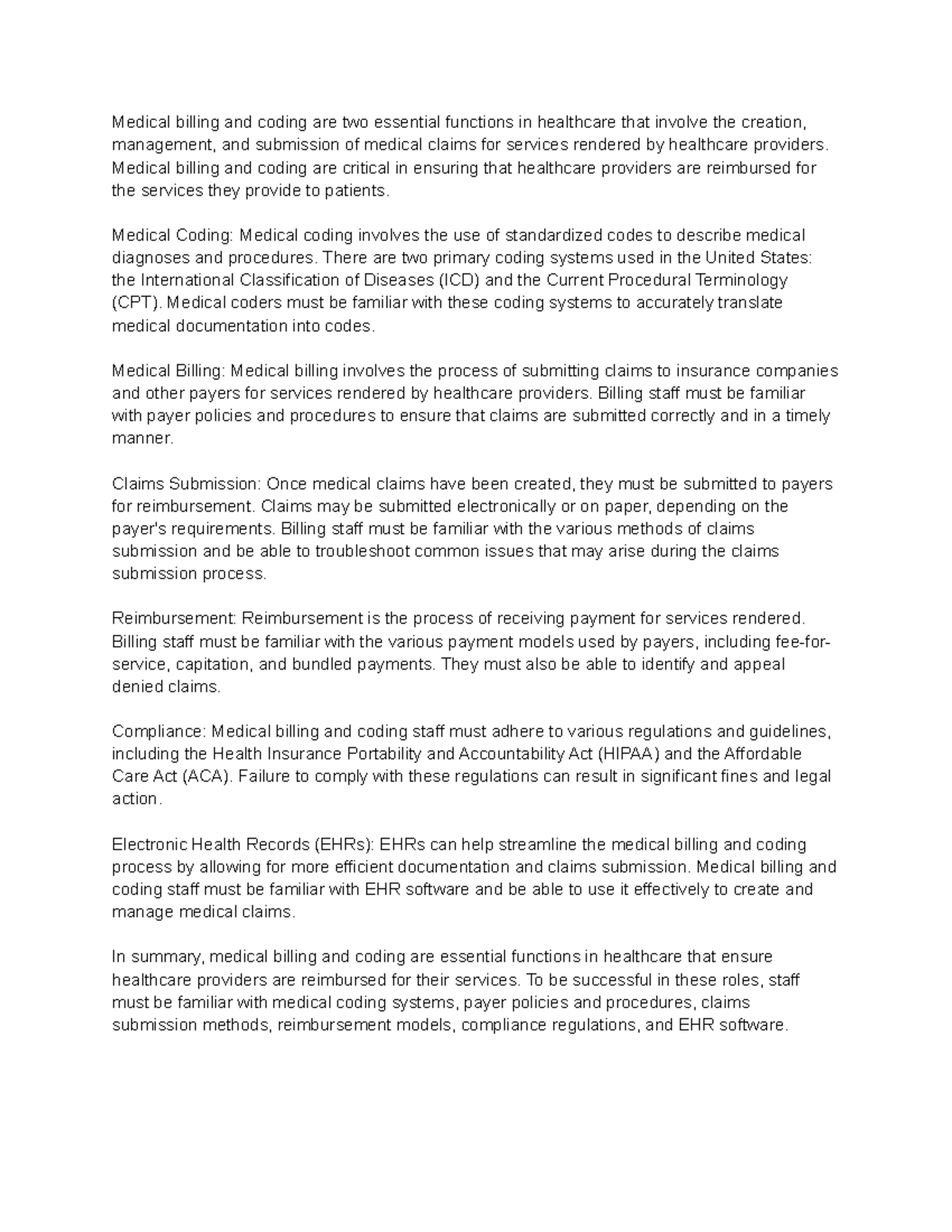 The Reimbursement Process in Healthcare Notes - Medical billing and ...