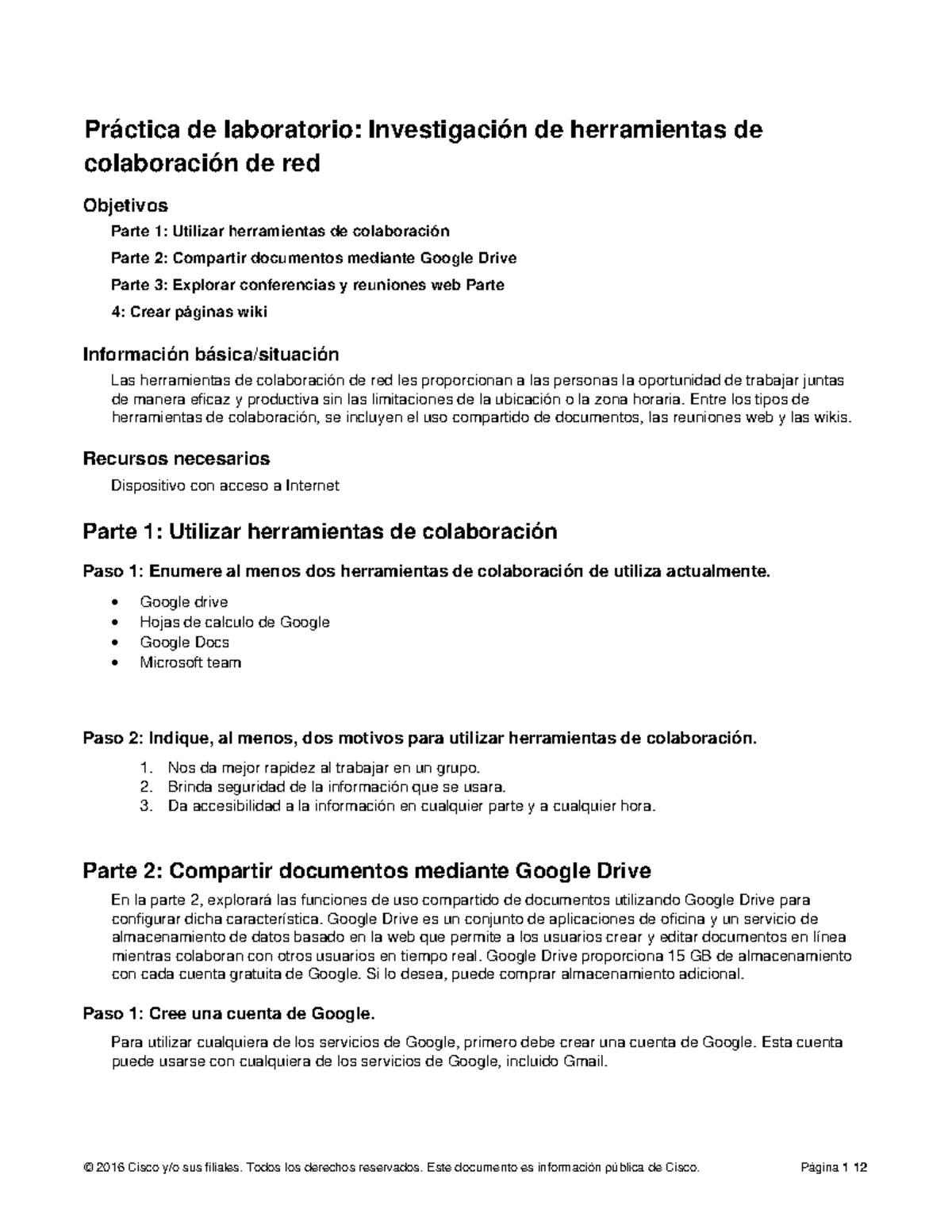 1.1.1.8 Lab - Researching Network Collaboration Tools new - © 2016 Cisco y/o sus filiales. Todos ...
