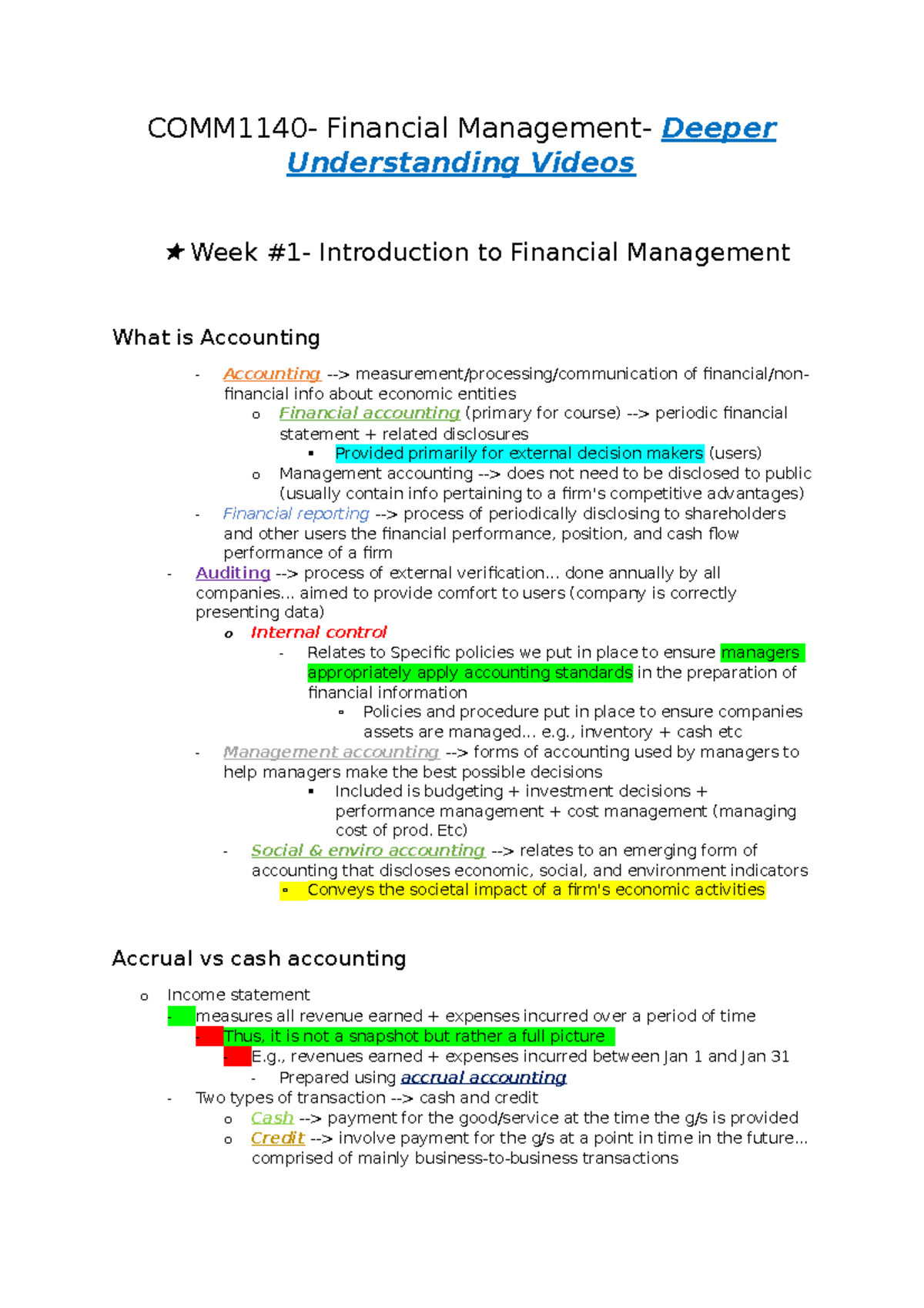COMM1140- Financial Management- Deeper Understanding Videos - COMM1140- Financial Management ...
