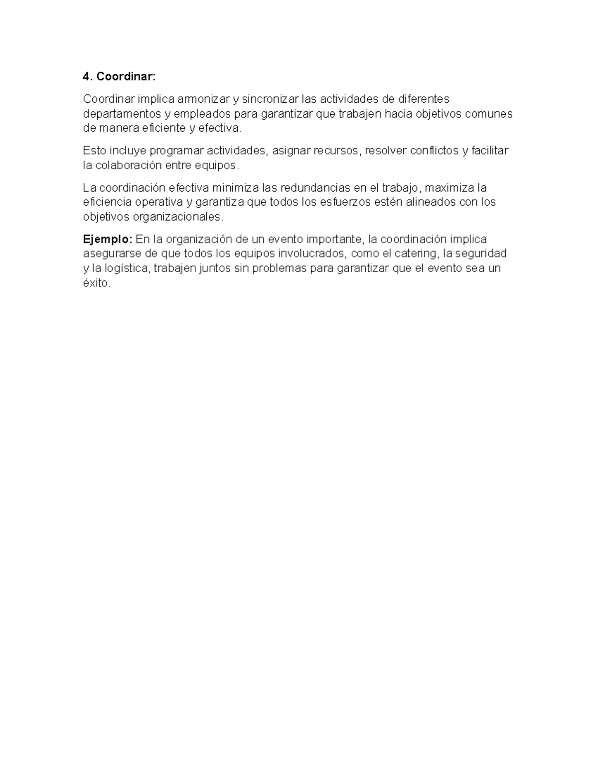 Coordinar - Resumen Administración - Coordinar: Coordinar implica ...