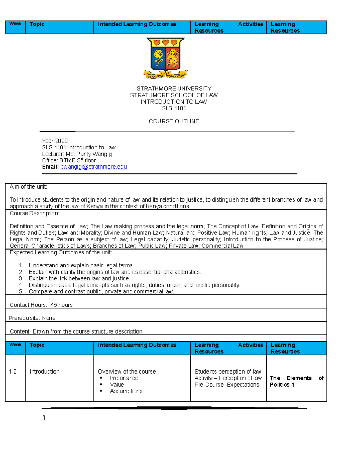 Introduction to Law - Resources Learning Resources STRATHMORE ...