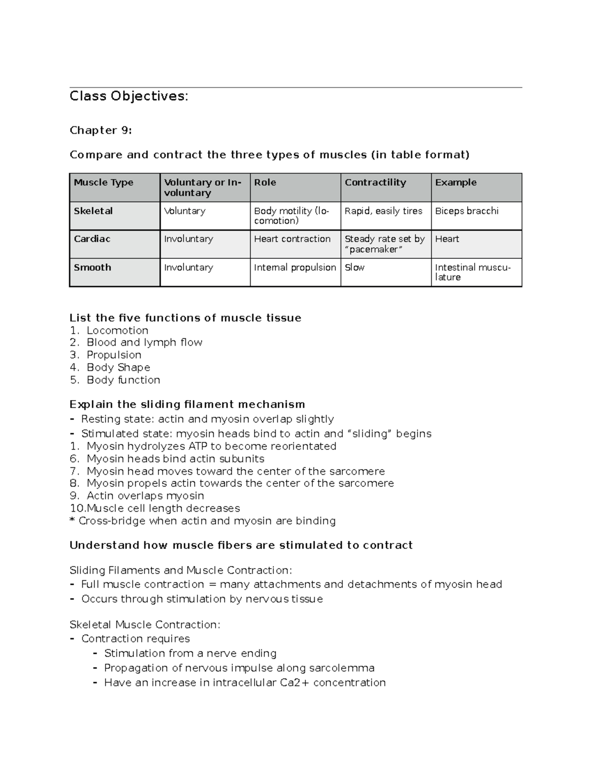 Class Objectives - Lecture notes 9-14 - Class Objectives: Chapter 9 ...