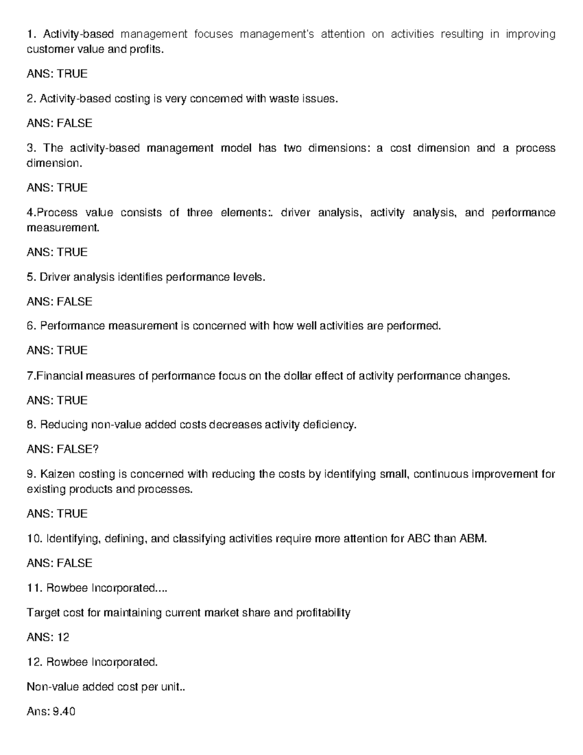 Assessment 4 Strategic Cost Mgnt - Activity-based management focuses ...