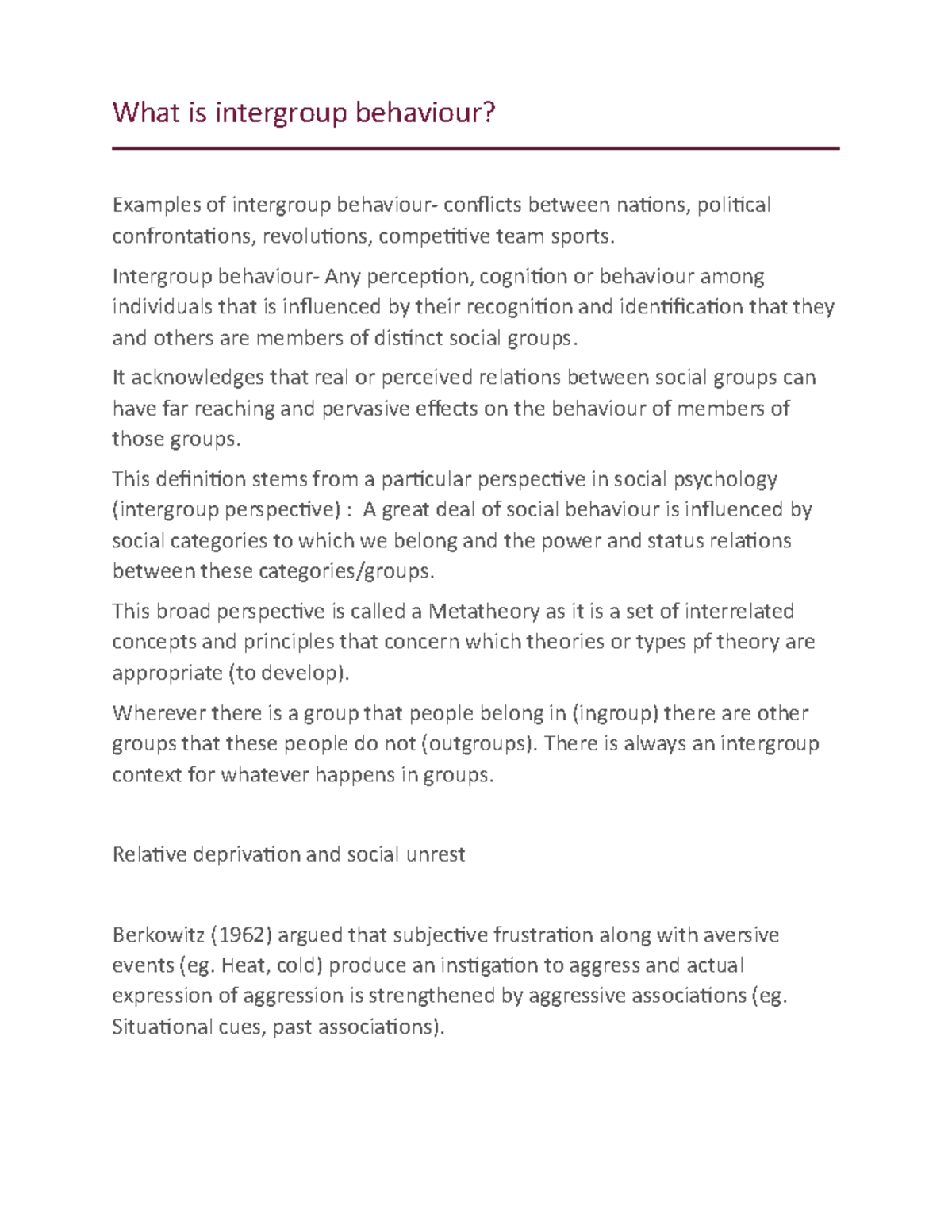 What is intergroup behaviour? - Intergroup Any perception, cognition or ...