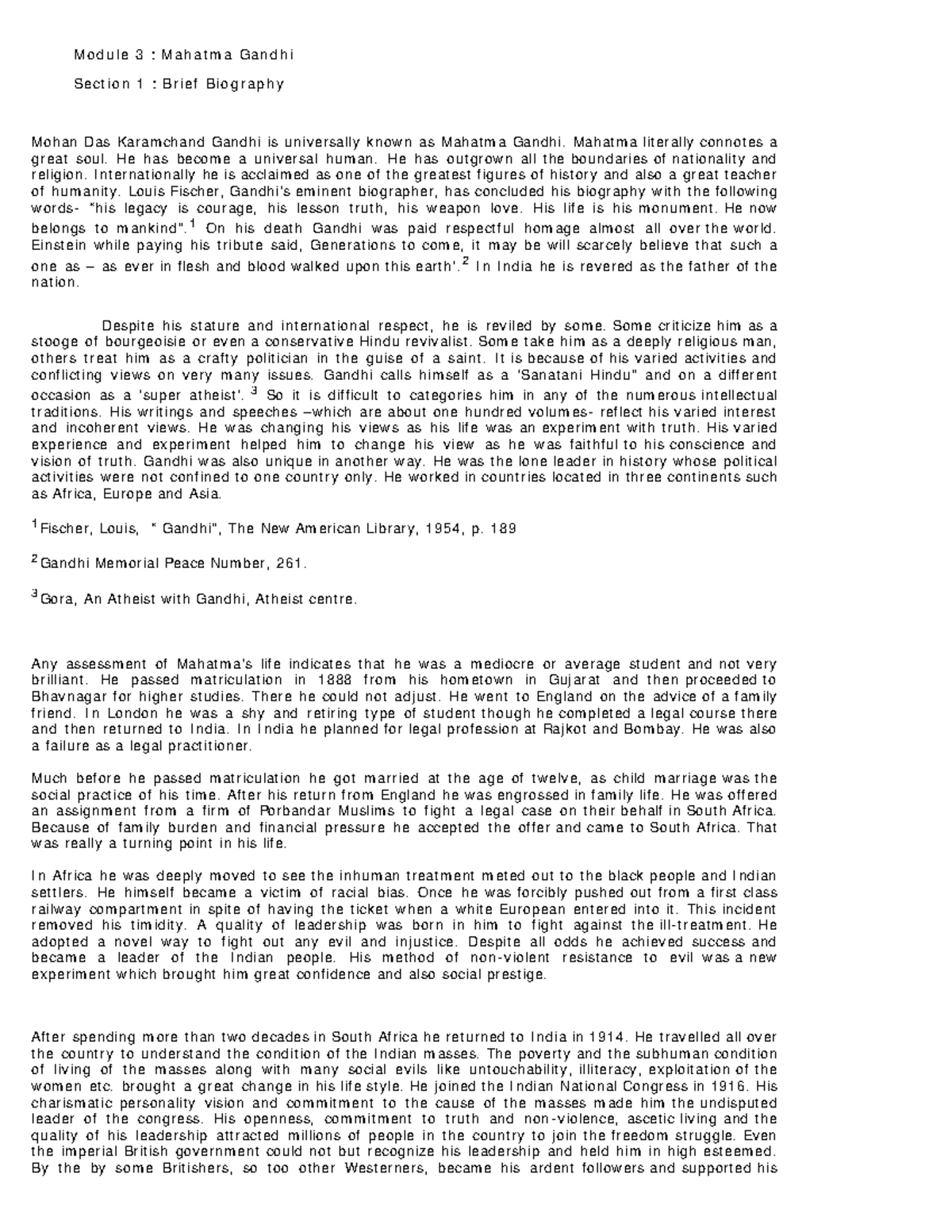 Ghandism - Module 3 : Mahatma Gandhi Section 1 : Brief Biography Mohan ...