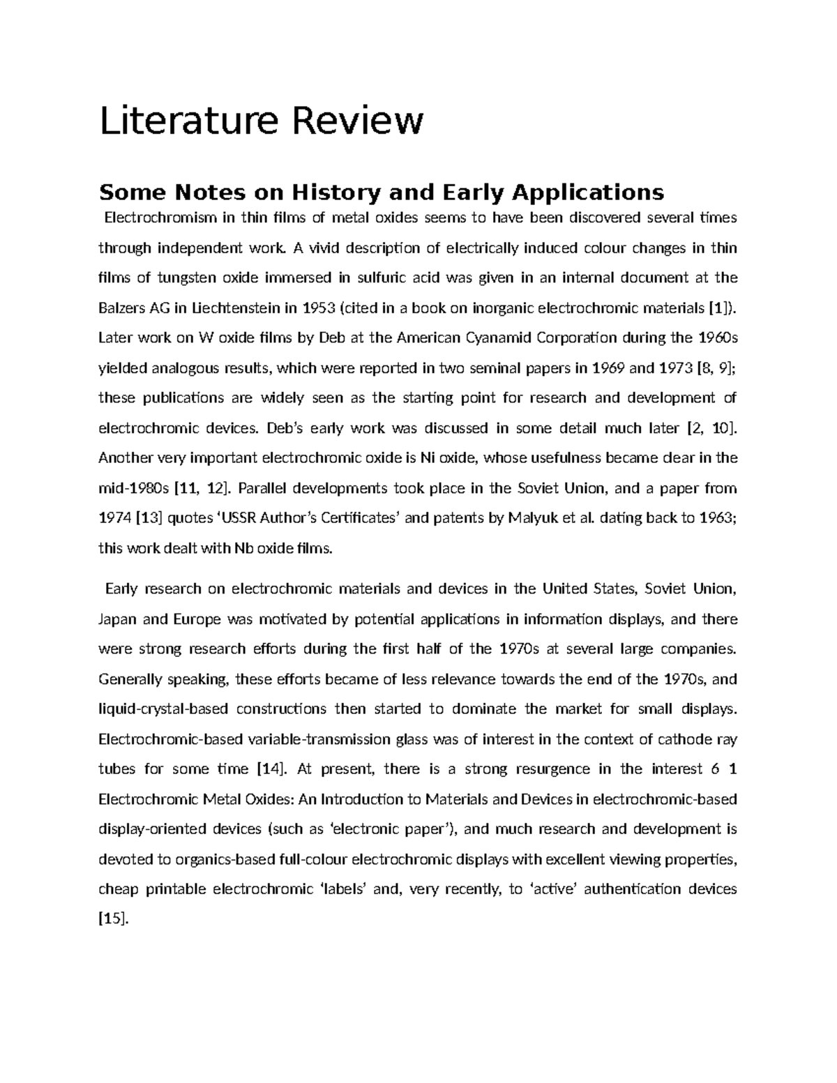 Literature Review 2 - Literature Review Some Notes on History and Early ...