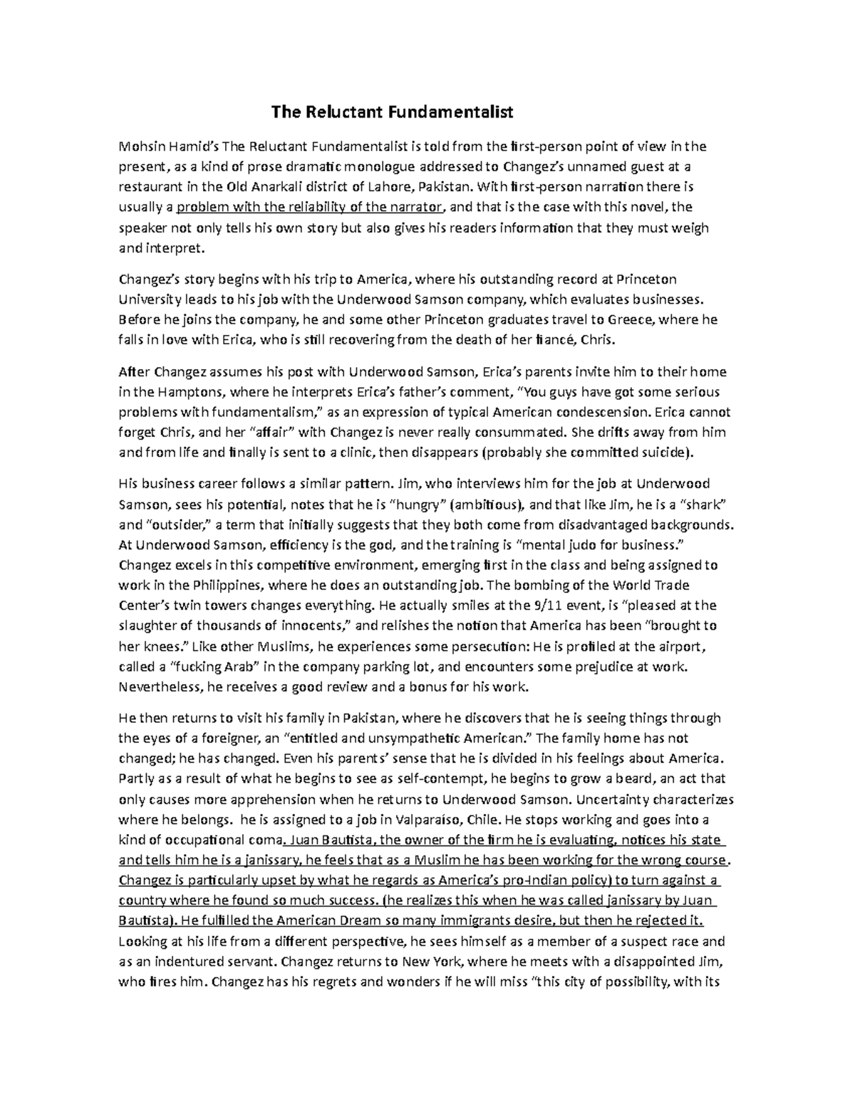 The Reluctant Fundamentalist - With first-person narration there is ...