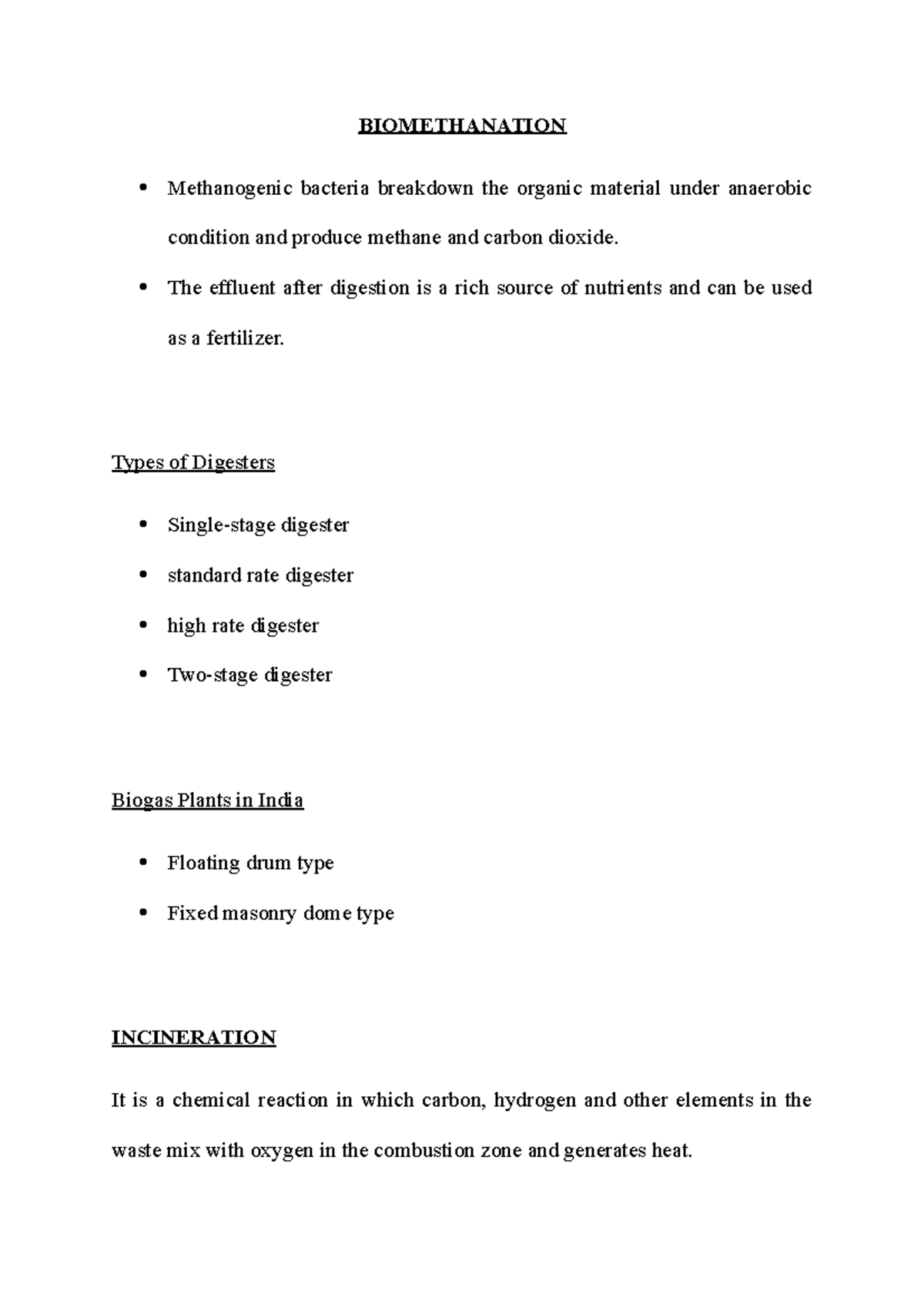 Biomethanation - BIOMETHANATION Methanogenic bacteria breakdown the ...