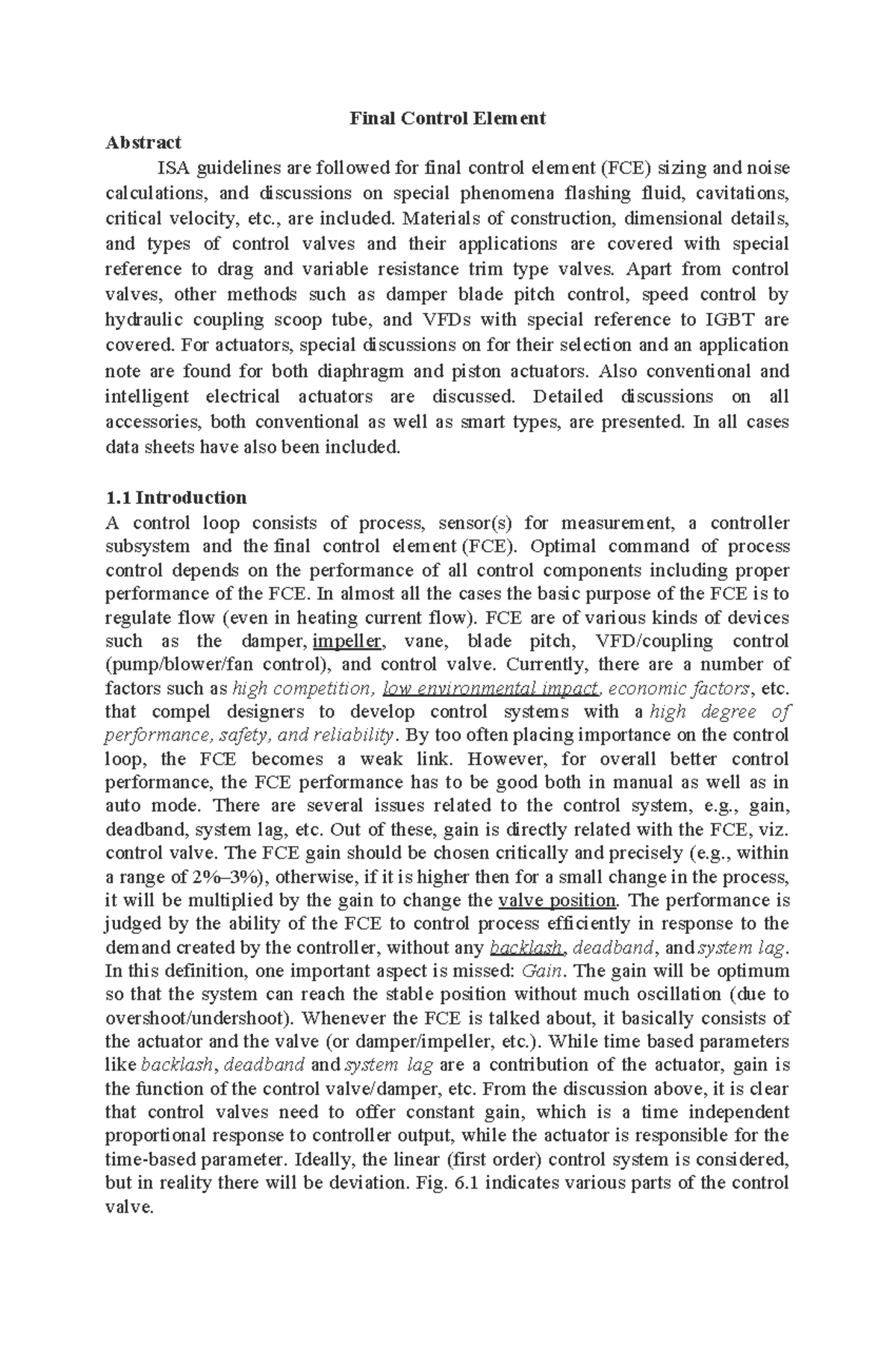 Final-Control-Elements 2 - Final Control Element Abstract ISA ...