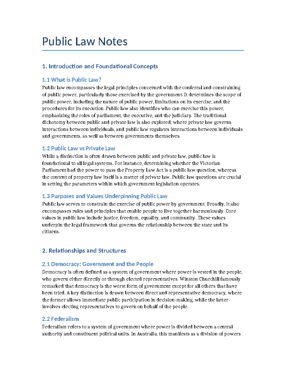 Public Law Notes - Summary Juris Doctor - Public Law Notes 1 ...