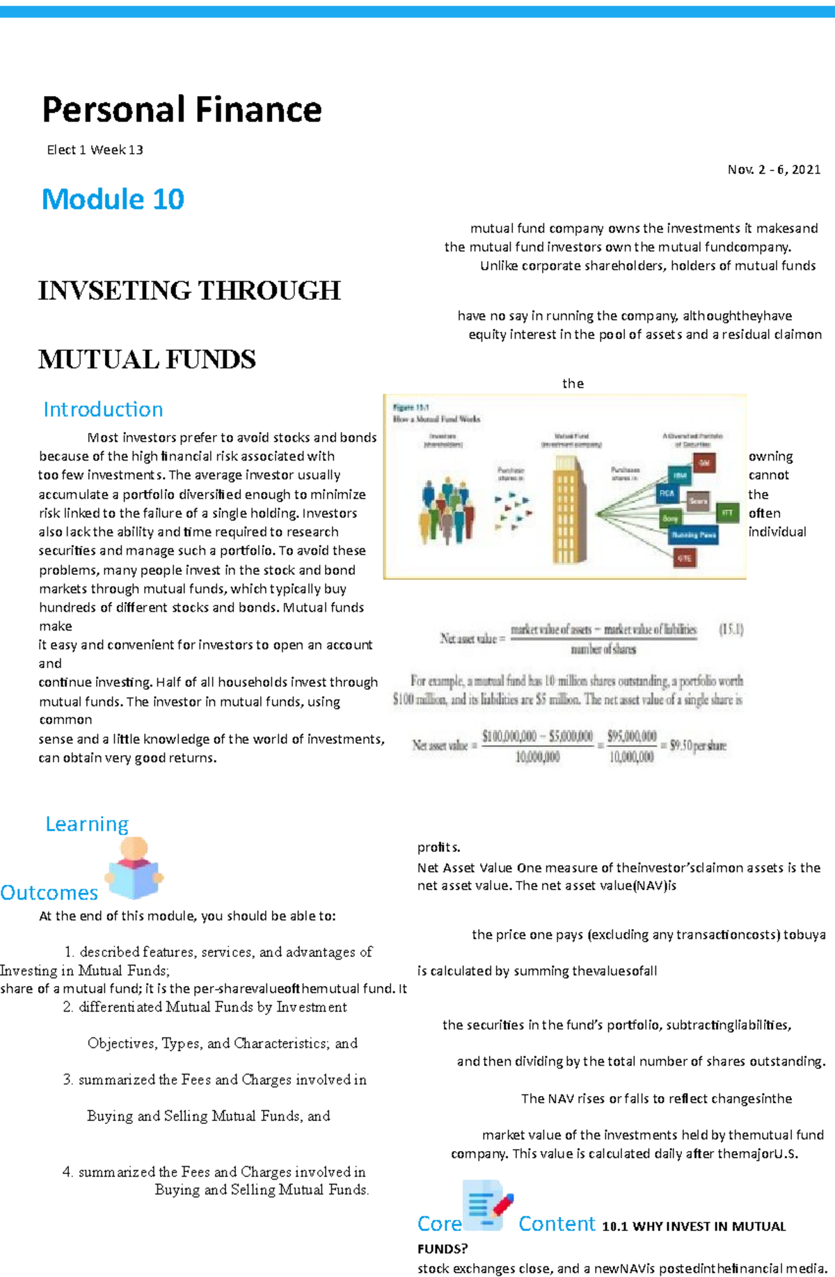Module 10 Invseting Through - Personal Finance Elect 1 Week 13 Nov. 2 ...
