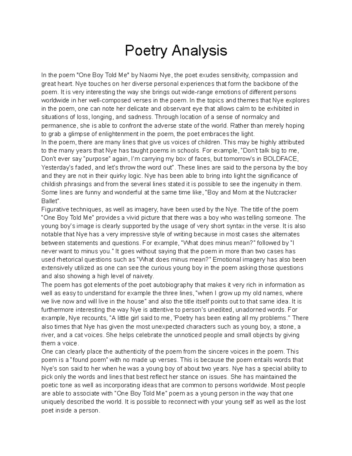 Poetry Analysis - Nye touches on her diverse personal experiences that ...