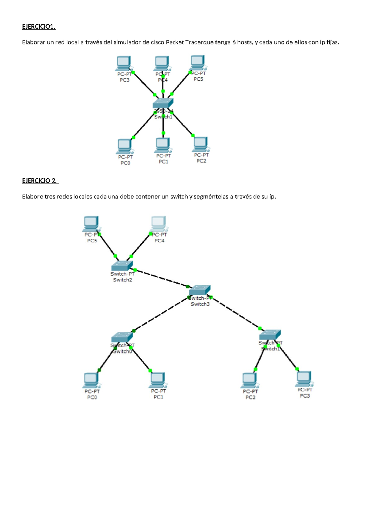 Ejercicios Básicos - Redes locales - EJERCICIO1. Elaborar un red local ...