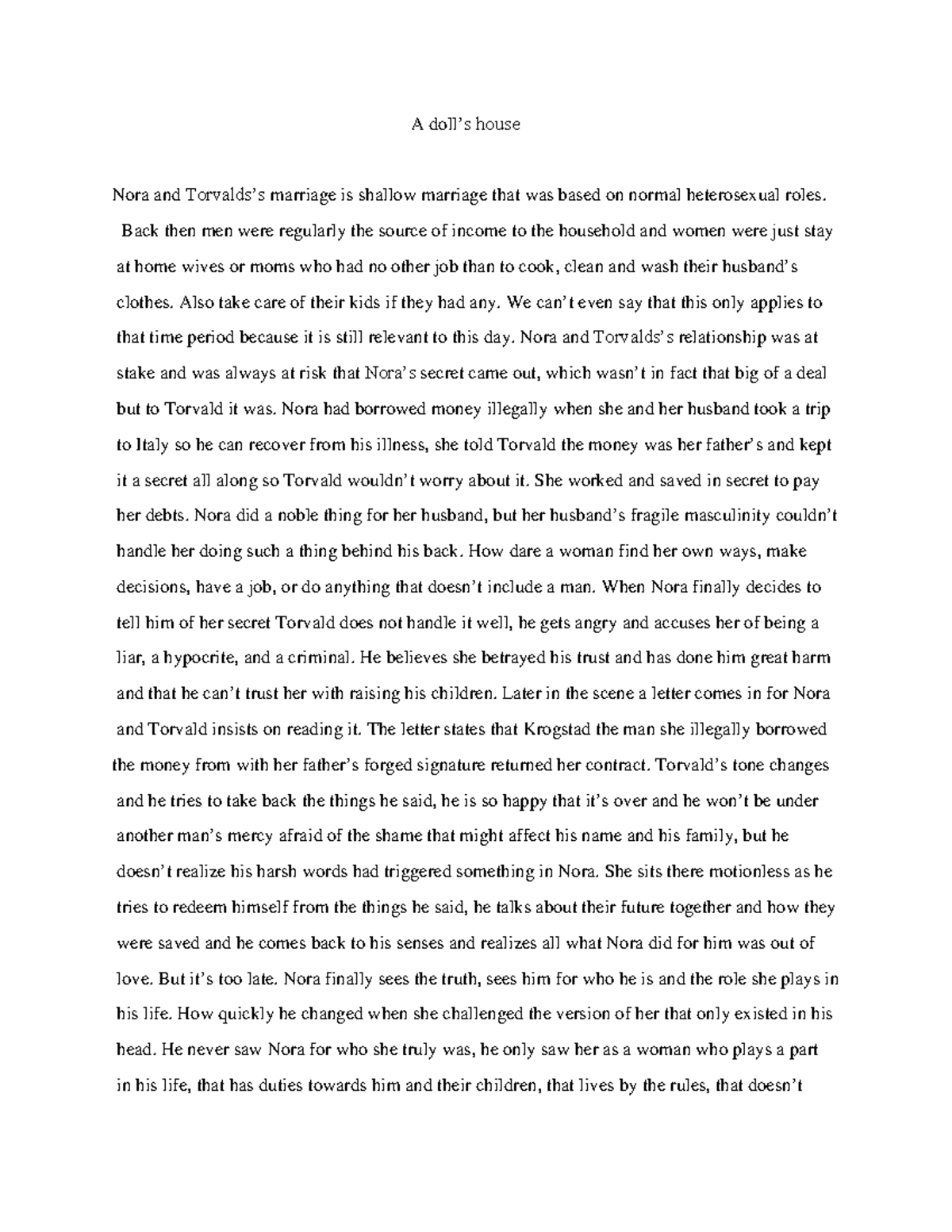 A Doll s House Summary And Analysis A Doll s House Nora And a-doll-s-house-summary-and-analysis-a-doll-s-house-nora-and