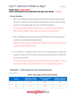 Lab 7 for Microbiology Lab from Straighterline - Student Name: Katelyn ...