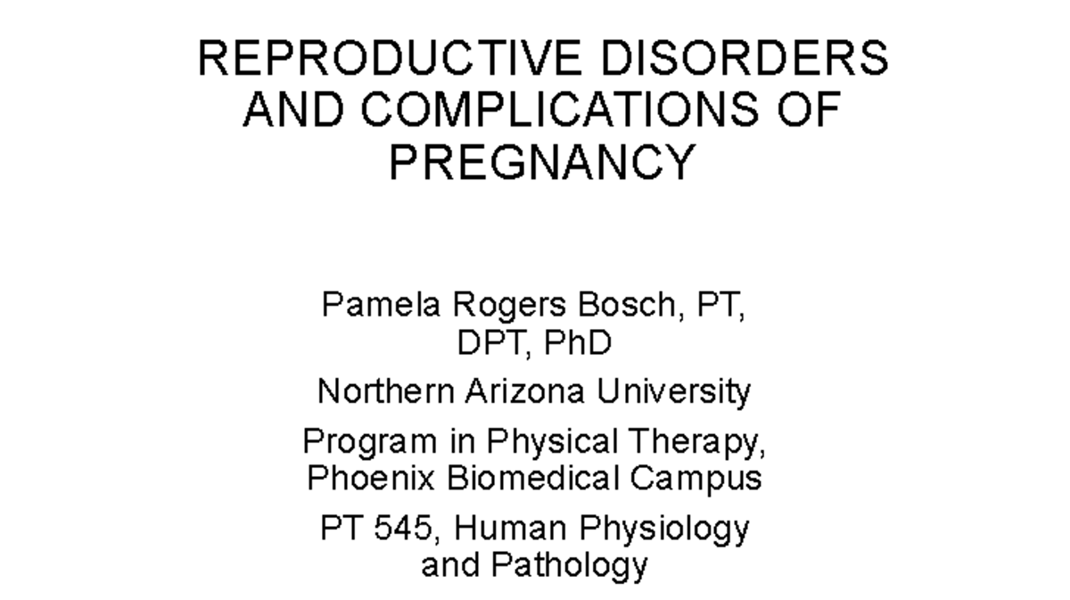 Reproductive Disorders - REPRODUCTIVE DISORDERS AND COMPLICATIONS OF ...