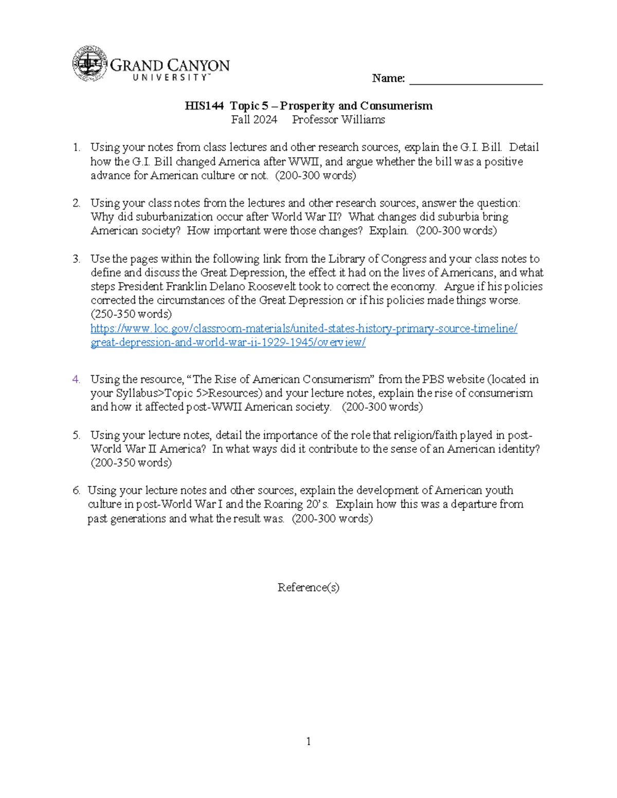 1. Topic 5 Worksheet Prosperity & Consumerism.Spring 2024 - Name ...