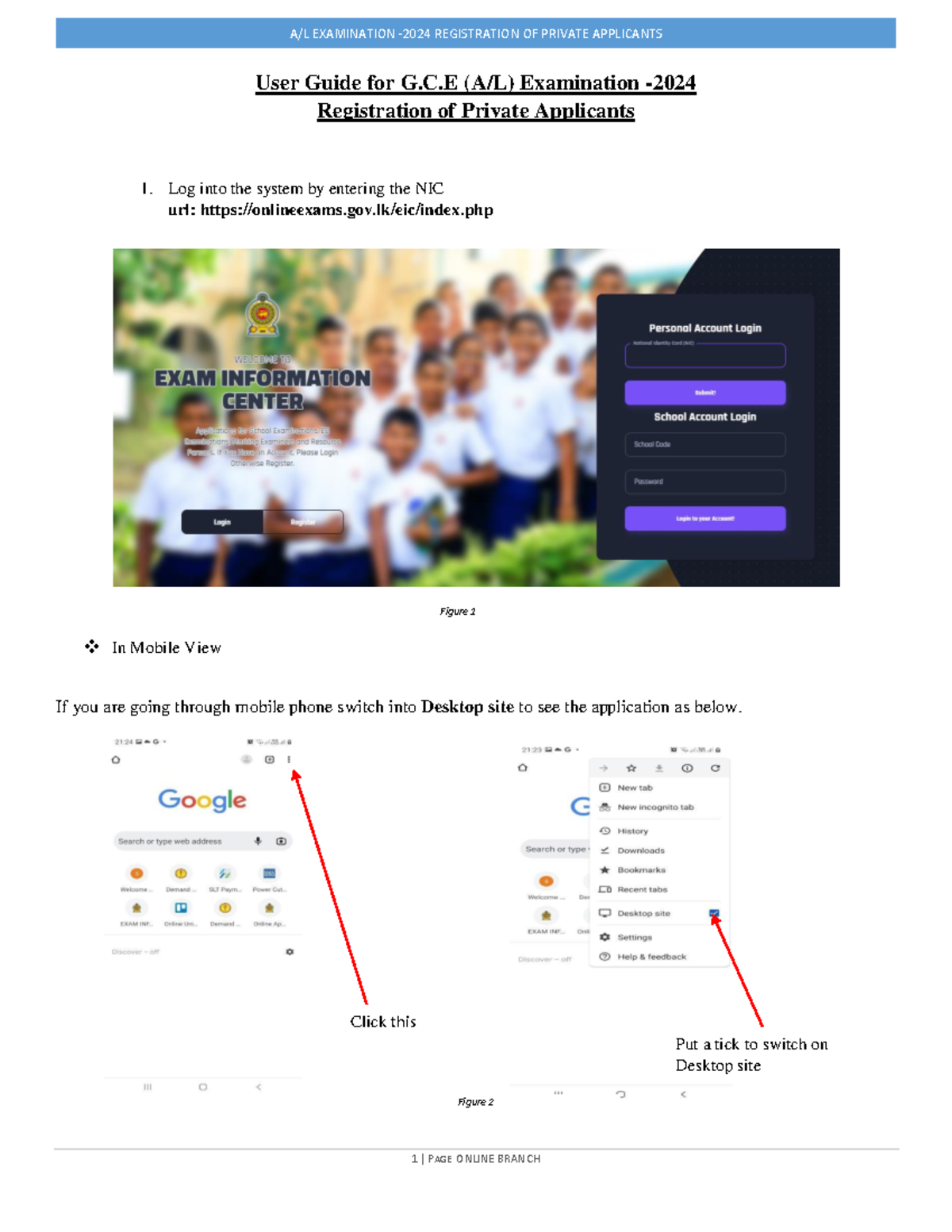 Technical instructions-1 - User Guide for G.C (A/L) Examination - 2024 ...